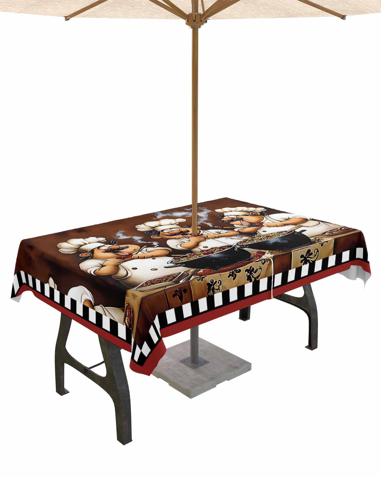 nqOlkjepod Fat Chef Outdoor Tablecloth with Umbrella Hole & Zipper ...