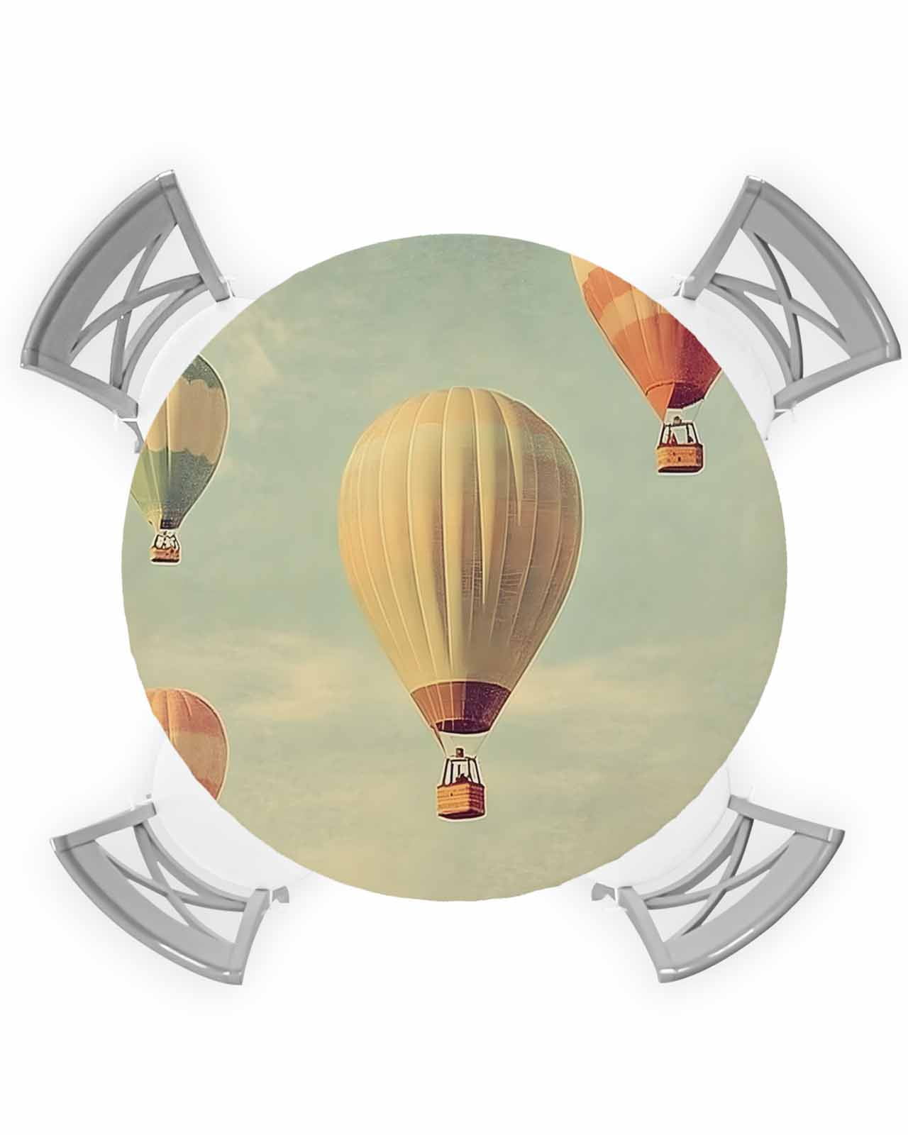 nqOlkjepod Floating Hot Air Balloon Round Tablecloth, Fitted Table ...