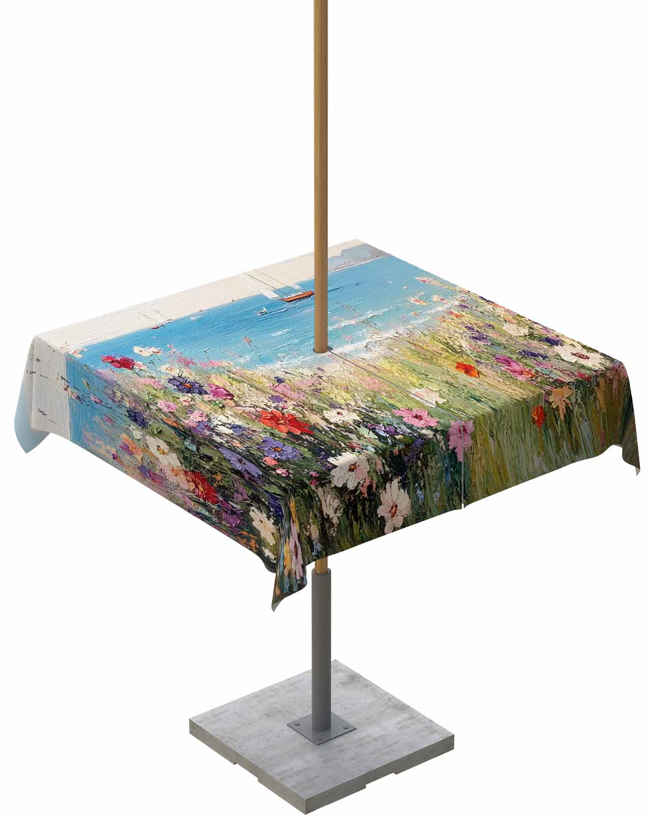 nqOlkjepod Floral Oil Painting Outdoor Tablecloth with Umbrella Hole ...
