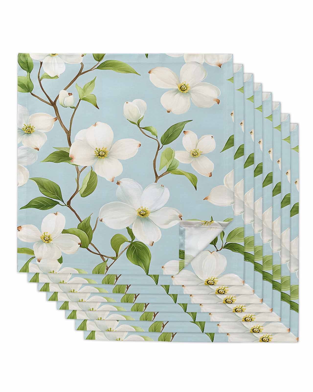 nqOlkjepod Flower Floral Cloth Napkins Set of 8 Reusable Dinner Napkins ...