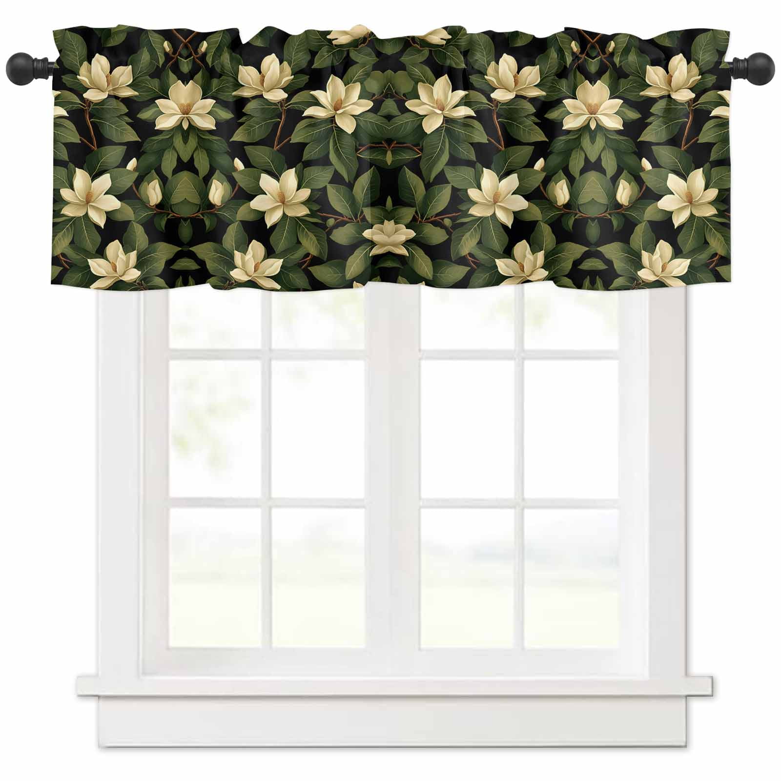 nqOlkjepod Flower Leaf Farmhouse Short Window Curtain Valances, Plant ...