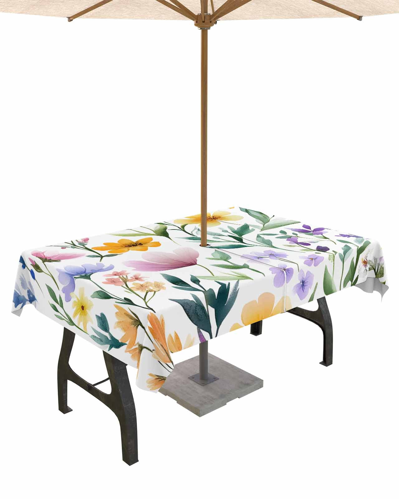 nqOlkjepod Flower Leaf Outdoor Tablecloth with Umbrella Hole & Zipper ...