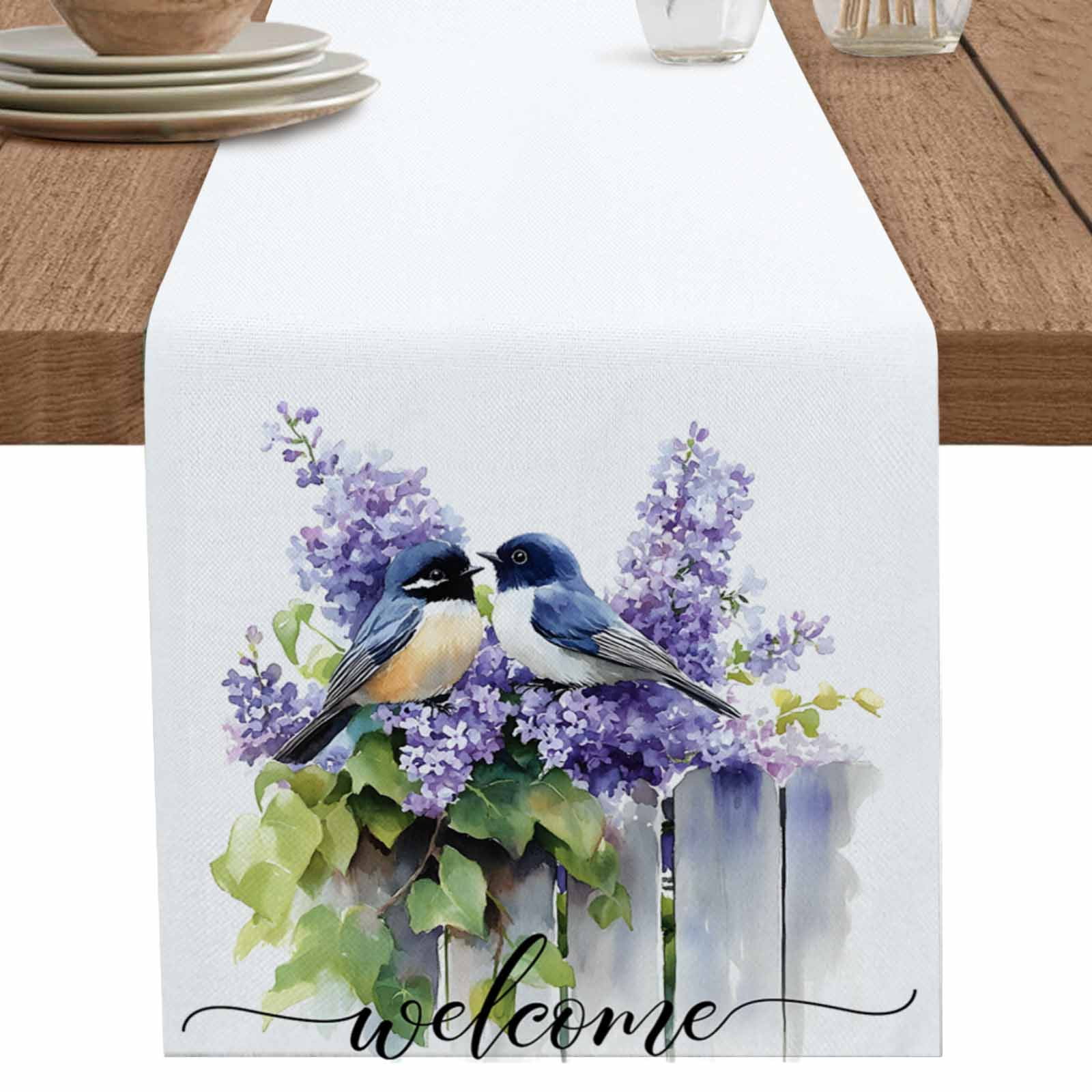 nqOlkjepod Flowers Bird Table Runner 36 Inches Long Farmhouse Dress ...