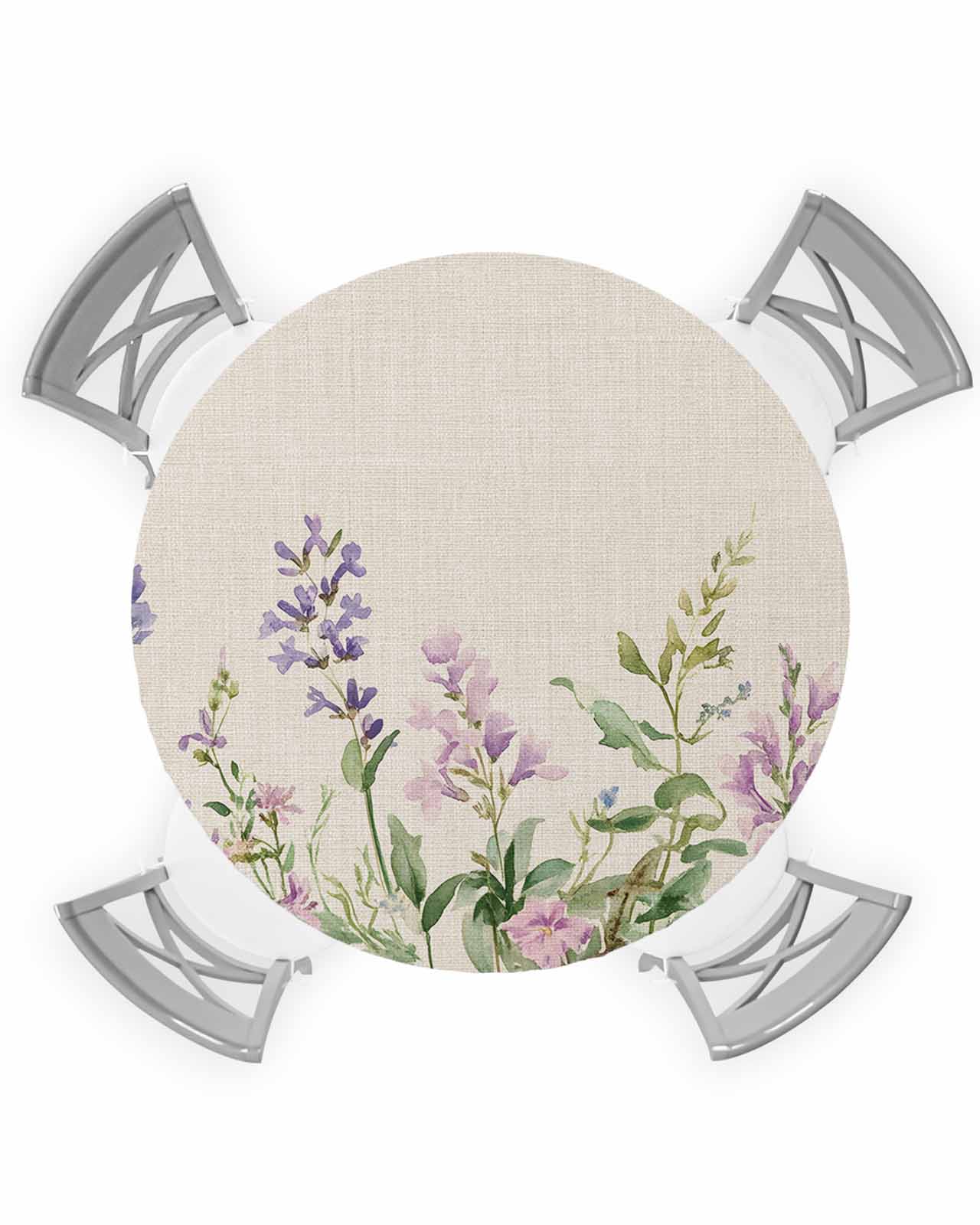 nqOlkjepod Flowers Lavender Round Tablecloth, Fitted Table Cover with ...