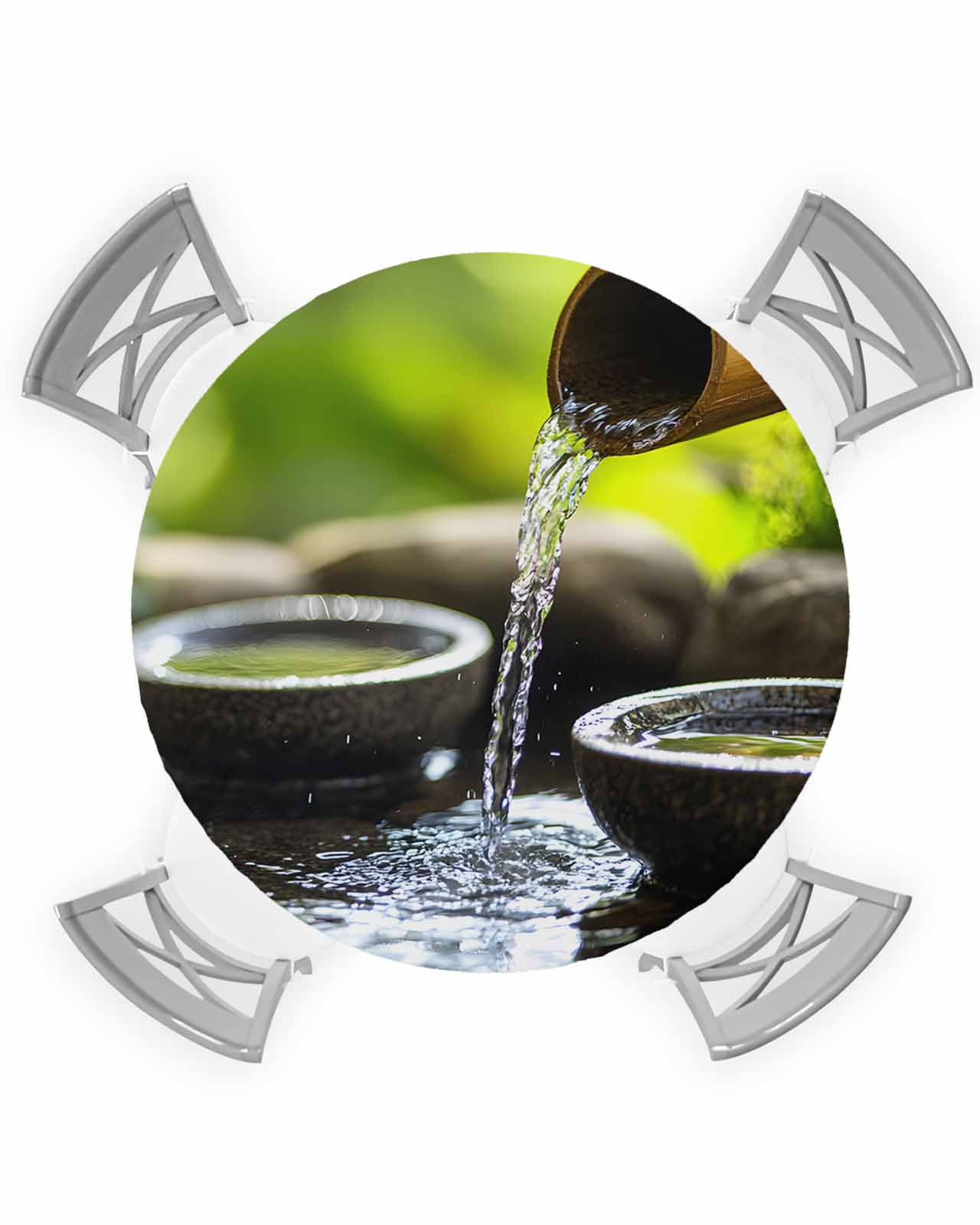 nqOlkjepod Flowing Water Zen Stones Round Tablecloth, Fitted Table ...