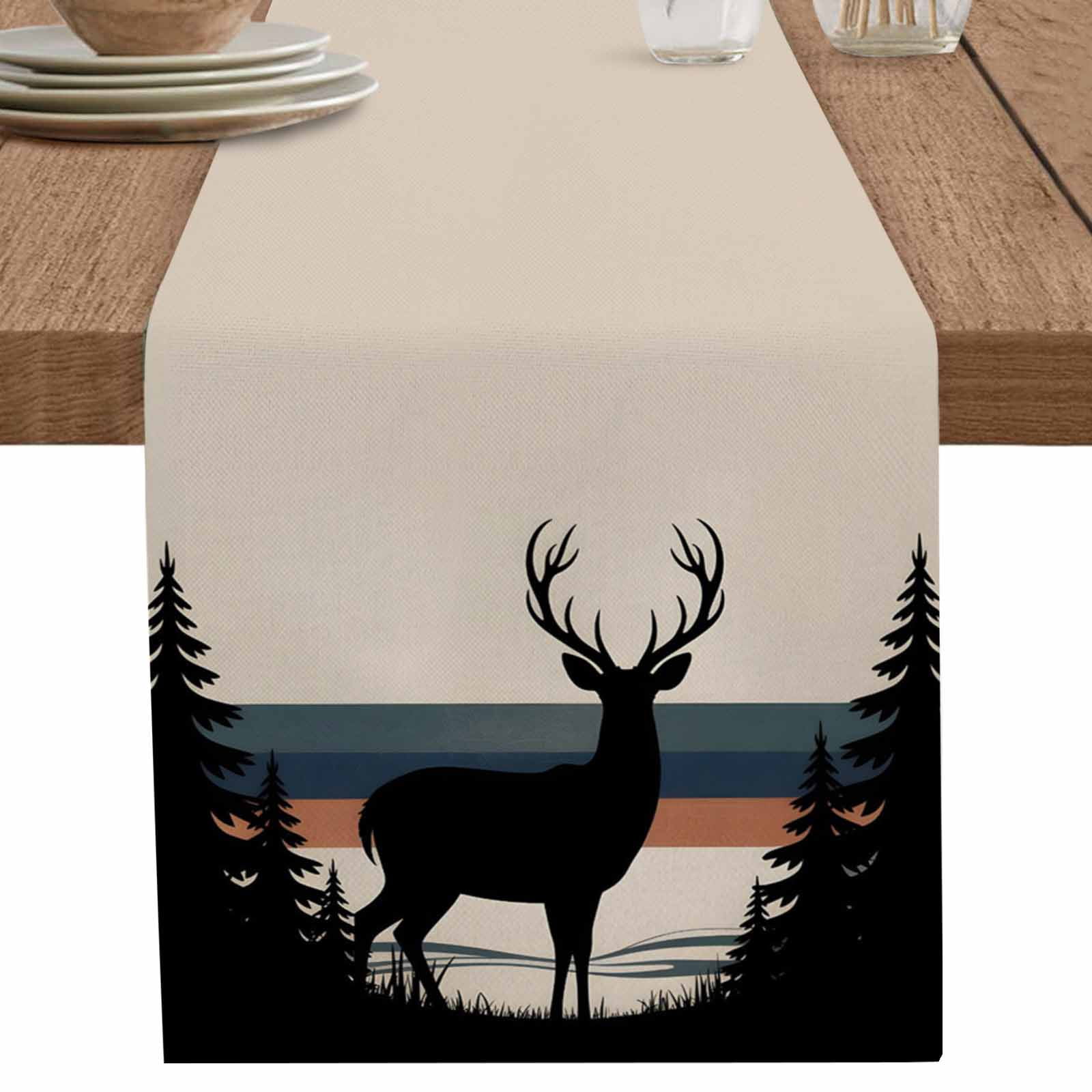 nqOlkjepod Forest Elk Table Runner 120 Inches Long Farmhouse Dress ...