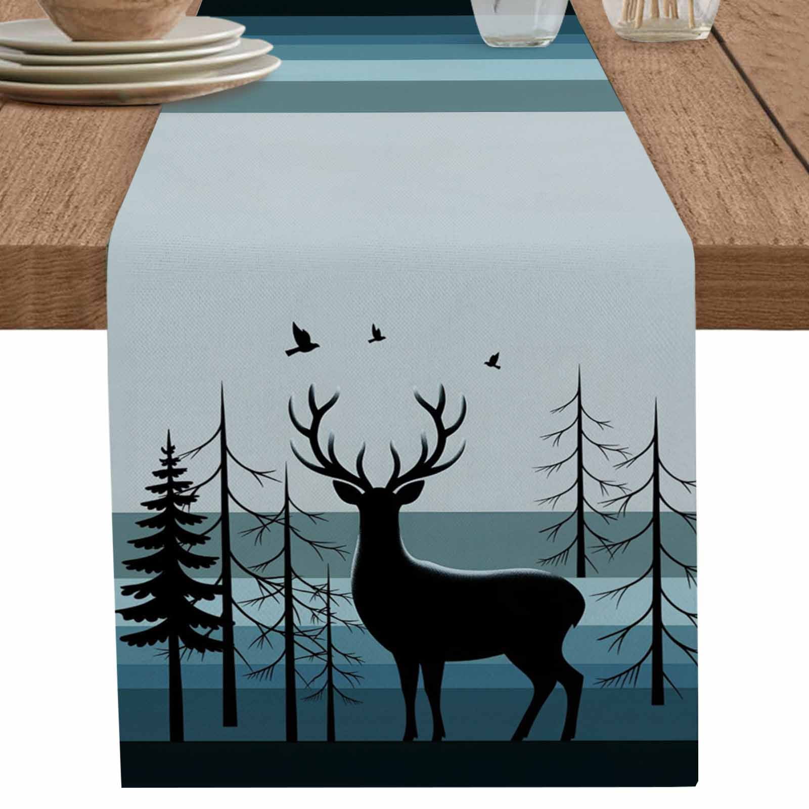 nqOlkjepod Forest Elk Table Runner 60 Inches Long Farmhouse Dress ...