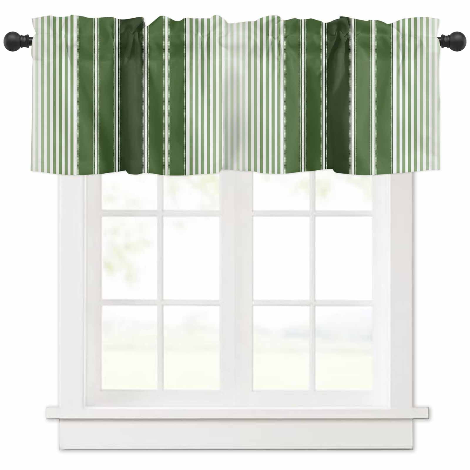 nqOlkjepod Forest Green Ombre Stripe Farmhouse Short Window Curtain ...