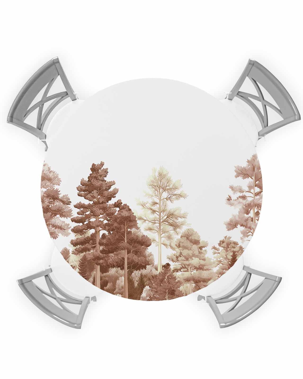 nqOlkjepod Forests Tree Round Tablecloth, Fitted Table Cover with ...