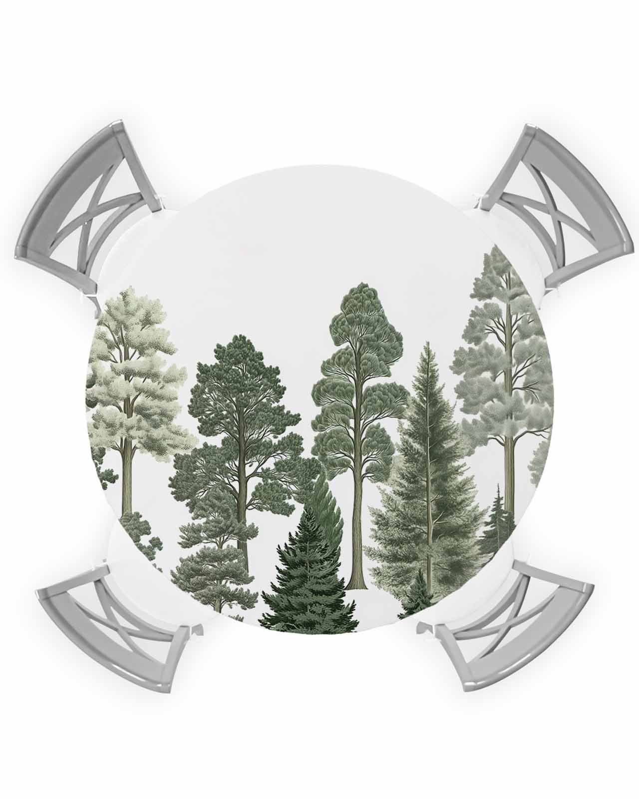 nqOlkjepod Forests Tree Round Tablecloth, Fitted Table Cover with ...