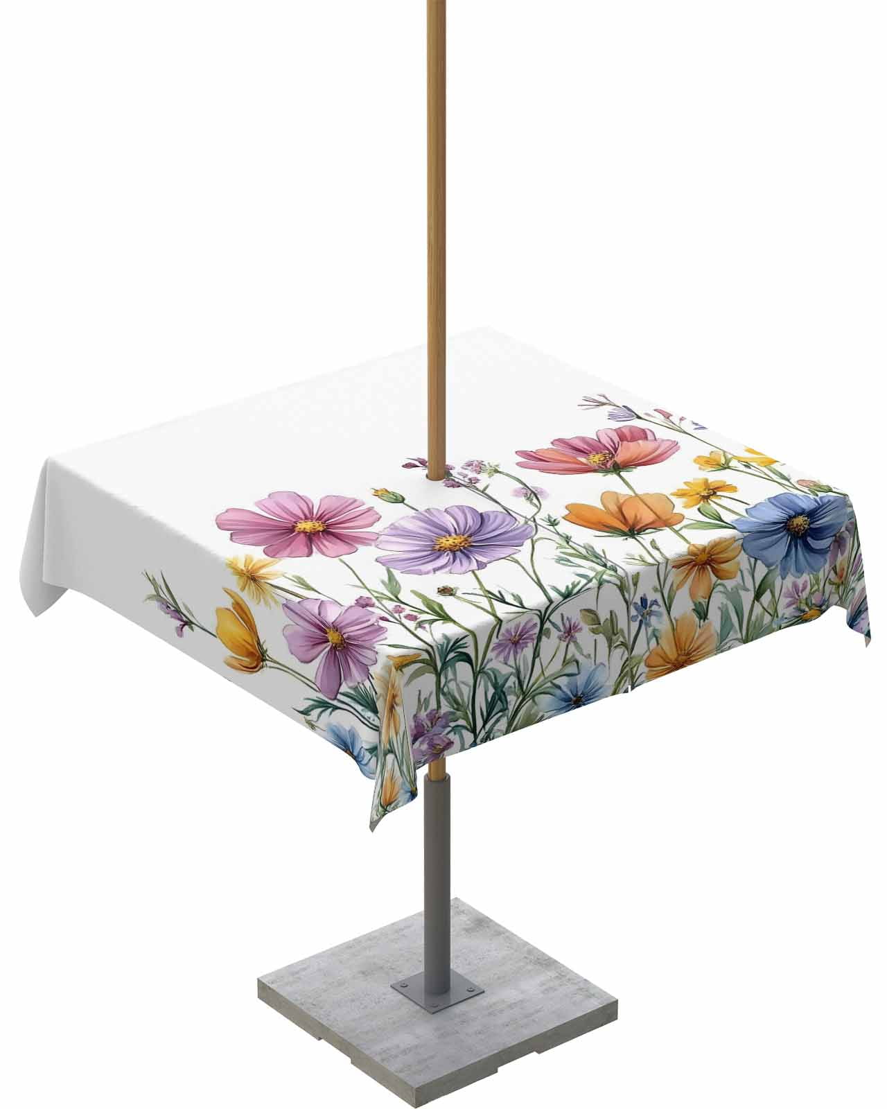 nqOlkjepod Garden Floral Blooms Outdoor Tablecloth with Umbrella Hole ...