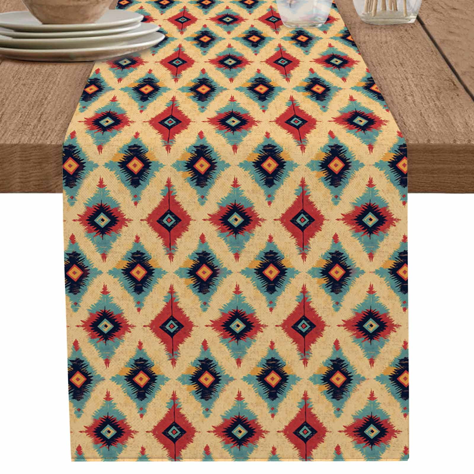 nqOlkjepod Geometric Table Runner 36 Inches Long Farmhouse Dress ...