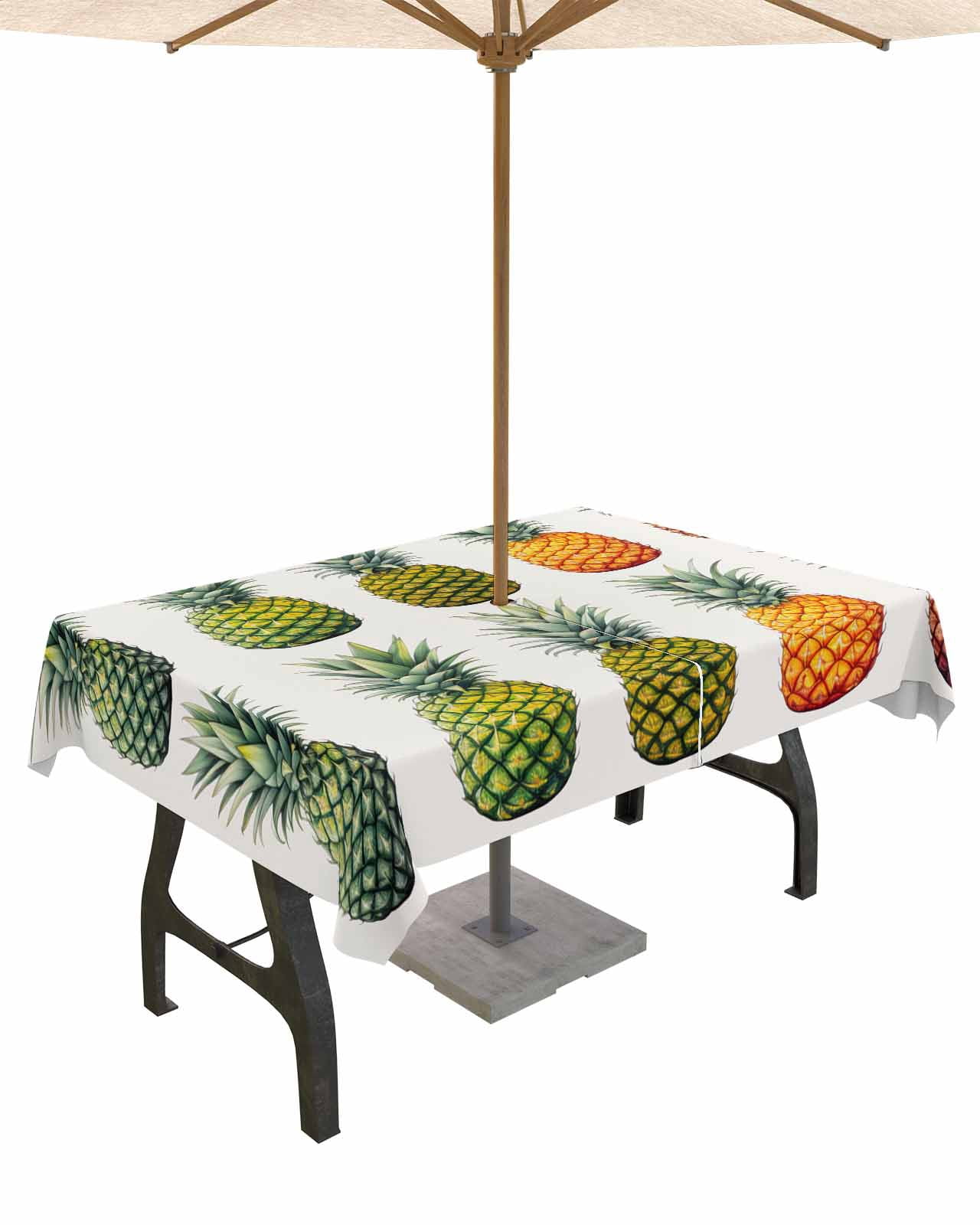 nqOlkjepod Gradient Pineapple Outdoor Tablecloth with Umbrella Hole ...