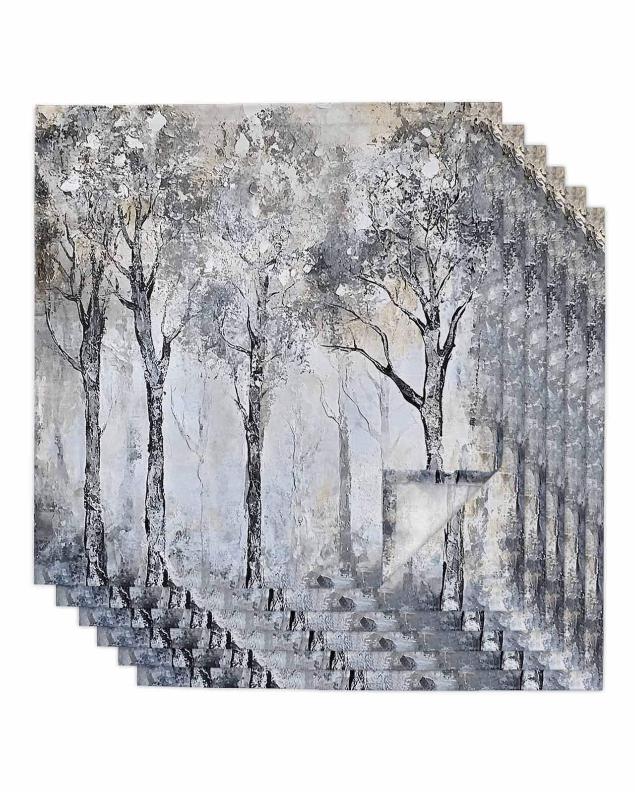 nqOlkjepod Gray Forest Cloth Napkins Set of 6 Reusable Dinner Napkins ...