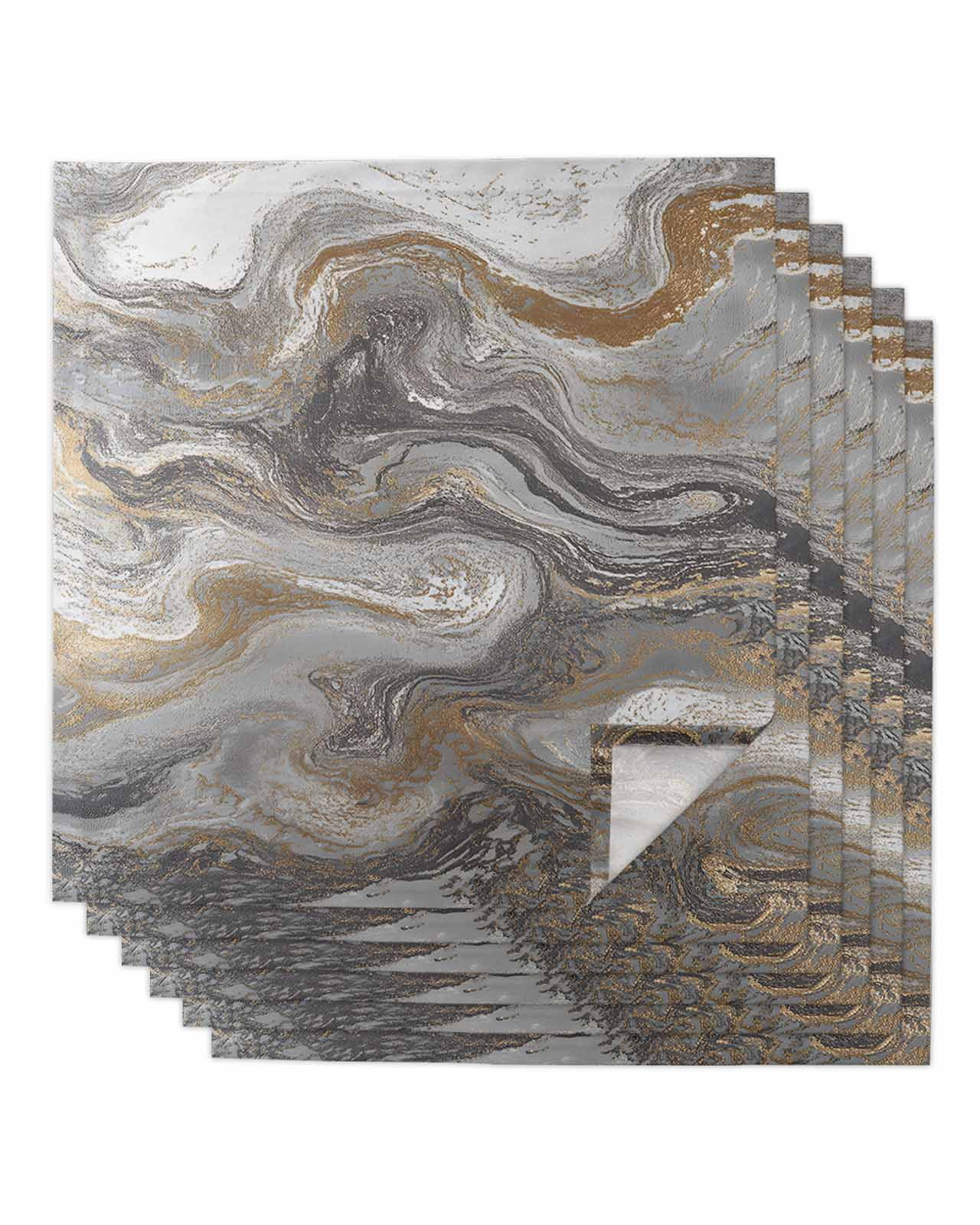 nqOlkjepod Gray Marble Cloth Napkins Set of 6 Reusable Dinner Napkins ...