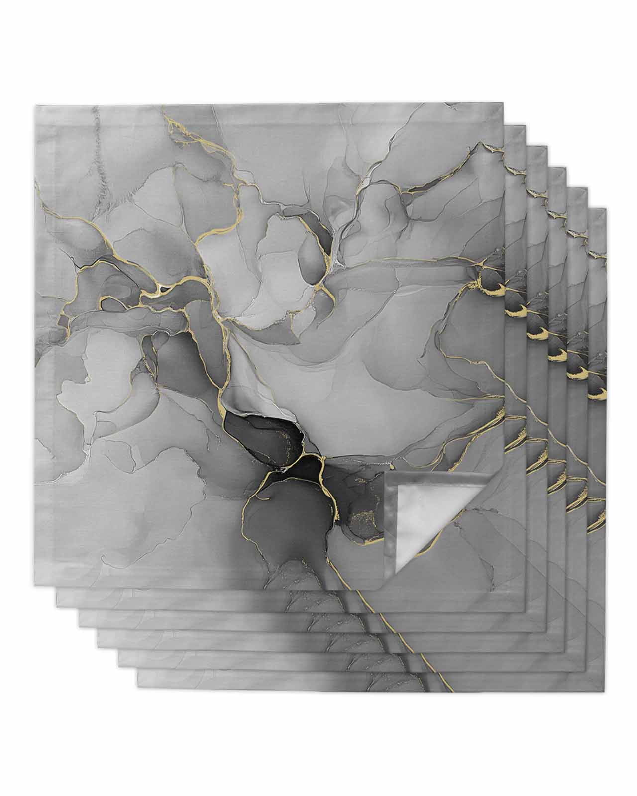 nqOlkjepod Gray Marble Texture Cloth Napkins Set of 6 Reusable Dinner ...