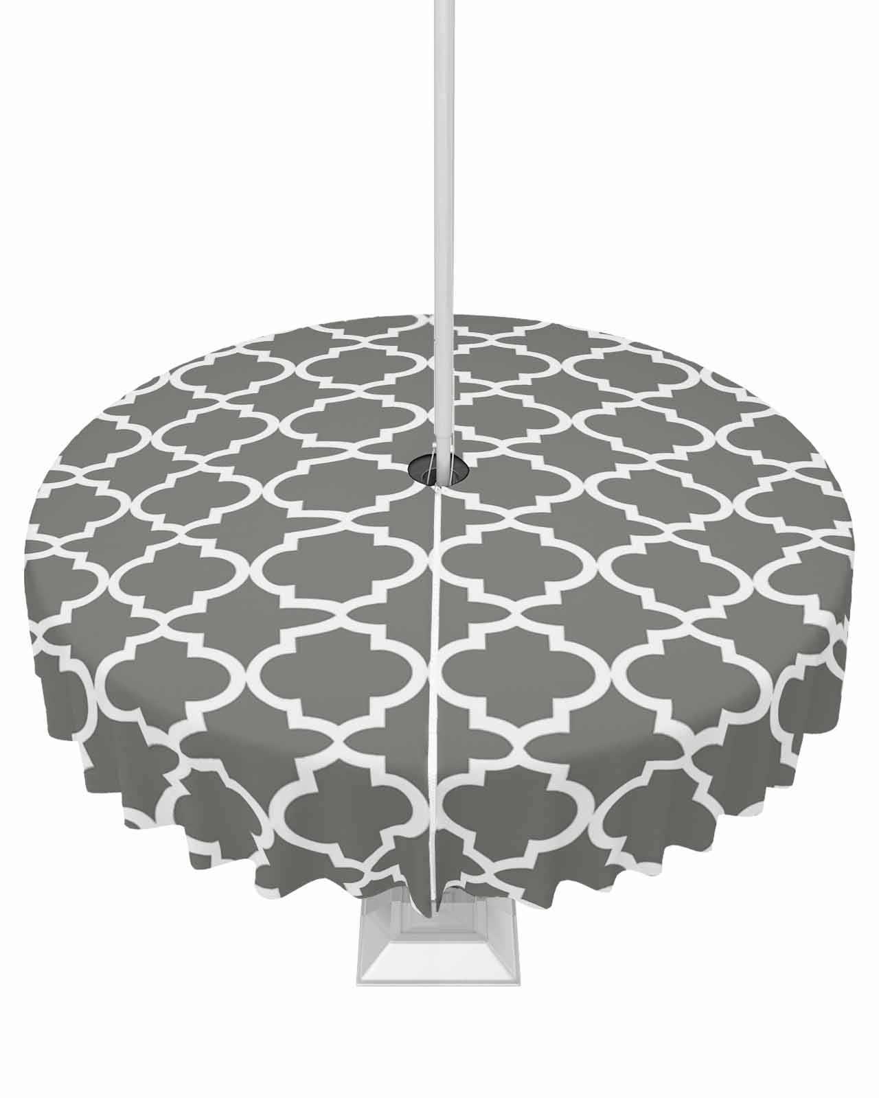 nqOlkjepod Gray Morocco Outdoor Tablecloth with Umbrella Hole & Zipper, Vintage Minimalist Boho ...