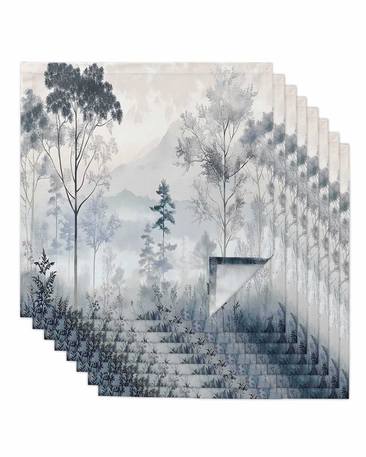 nqOlkjepod Gray Ombre Forest Cloth Napkins Set of 8 Reusable Dinner ...