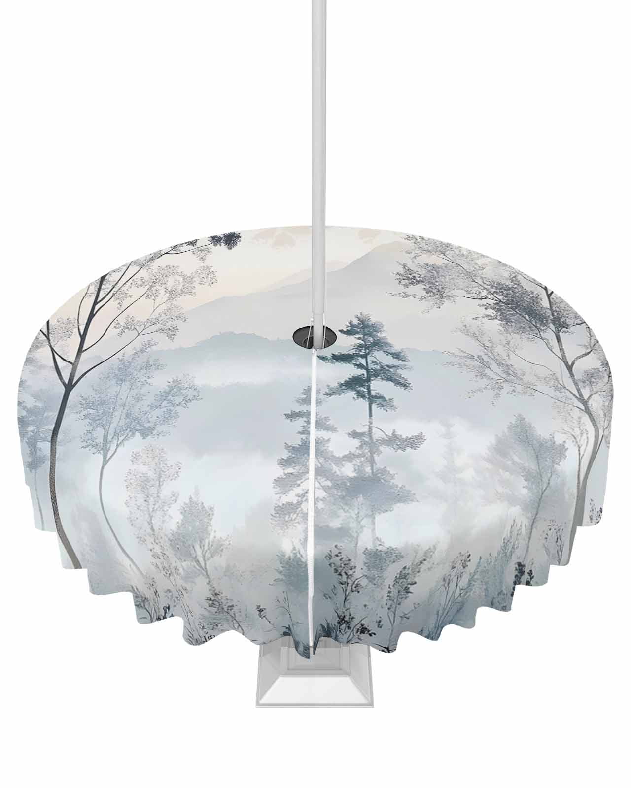 nqOlkjepod Gray Ombre Forest Outdoor Tablecloth with Umbrella Hole ...
