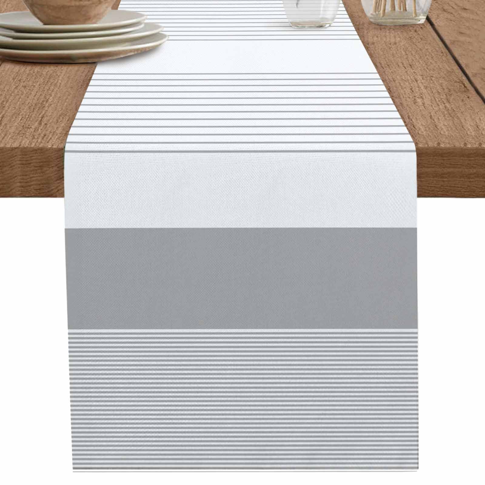 nqOlkjepod Gray Stripe Table Runner 72 Inches Long Farmhouse Dress ...