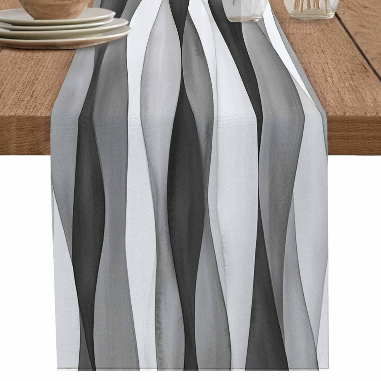 nqOlkjepod Gray Stripes Table Runner 72 Inches Long Farmhouse Dress ...