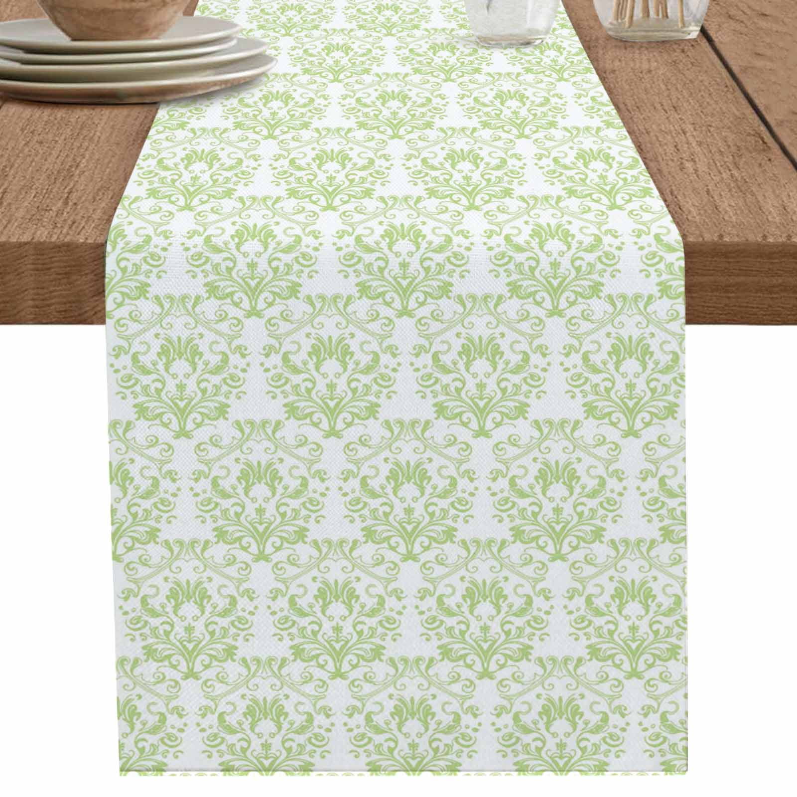 nqOlkjepod Green Baroque Table Runner 90 Inches Long Farmhouse Dress ...