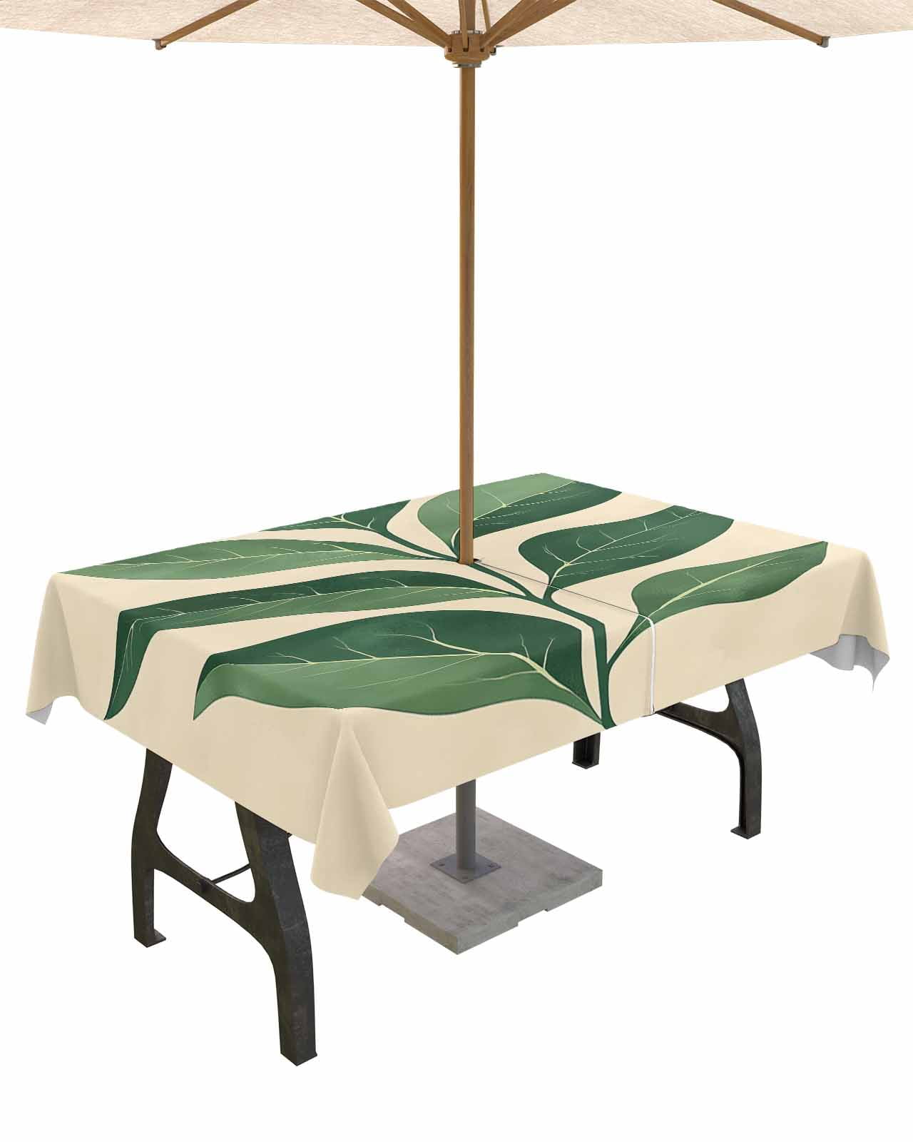 nqOlkjepod Green Botanical Outdoor Tablecloth with Umbrella Hole ...