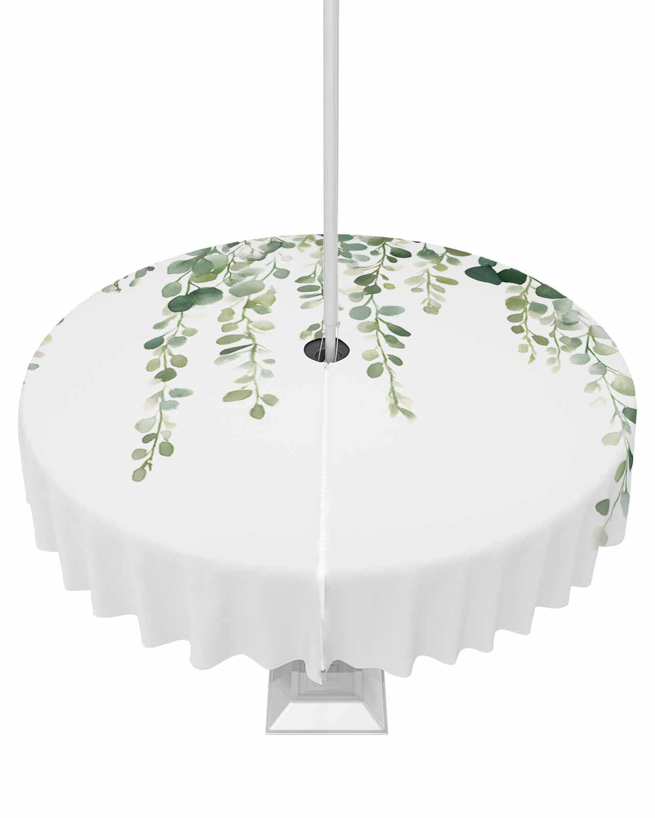 nqOlkjepod Green Eucalyptus Branches Outdoor Tablecloth with Umbrella ...