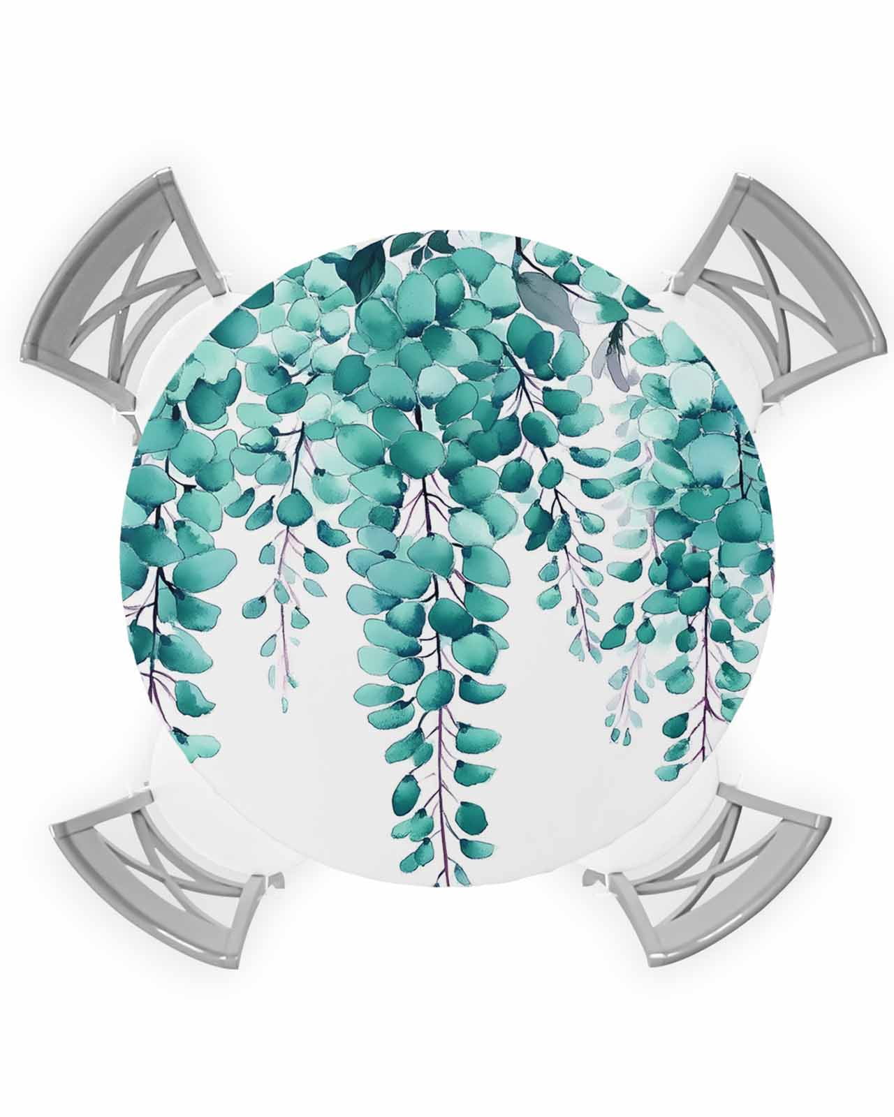 nqOlkjepod Green Eucalyptus Round Tablecloth, Fitted Table Cover with ...