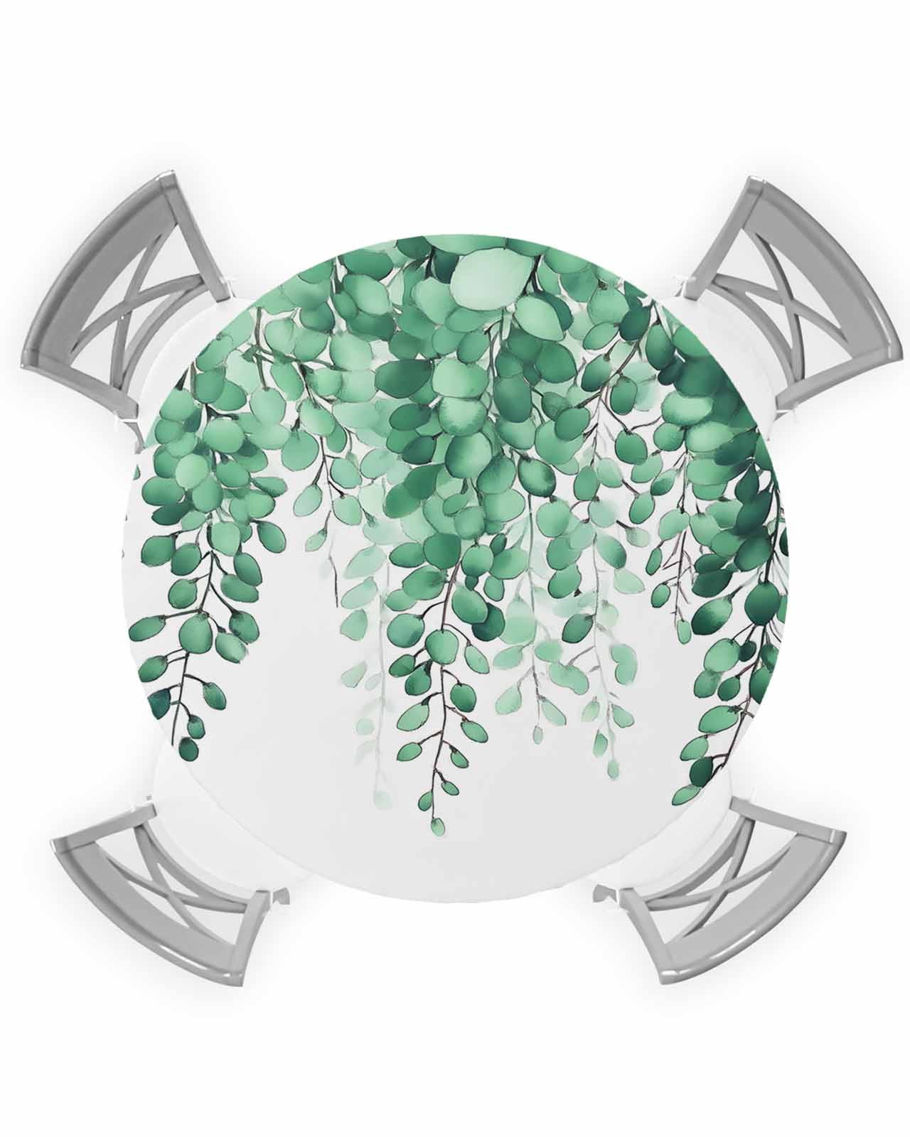 nqOlkjepod Green Eucalyptus Round Tablecloth, Fitted Table Cover with ...