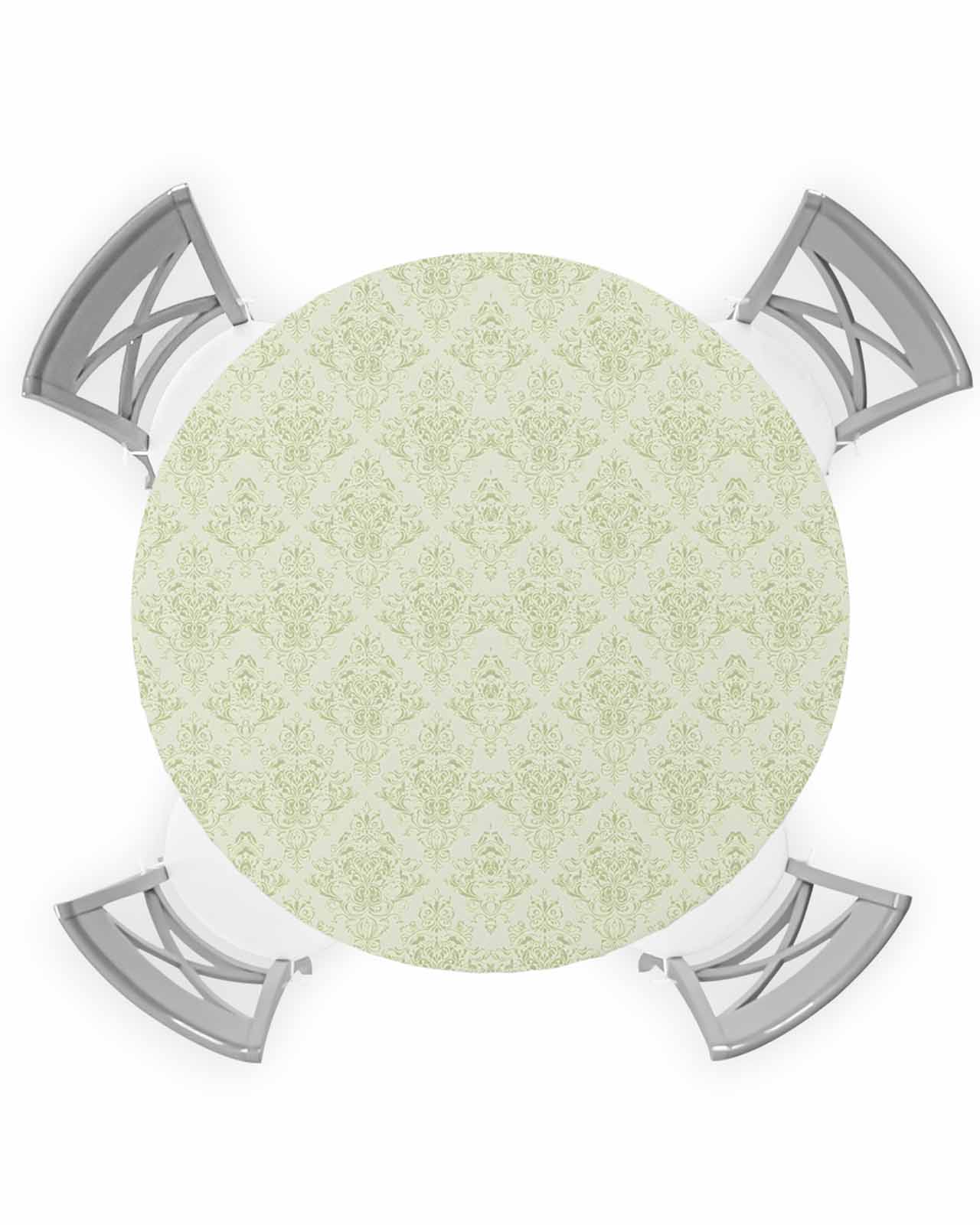 nqOlkjepod Green Floral Round Tablecloth, Fitted Table Cover with ...