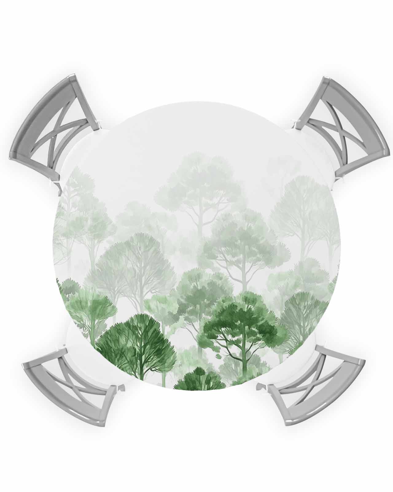 nqOlkjepod Green Forest Round Tablecloth, Fitted Table Cover with ...