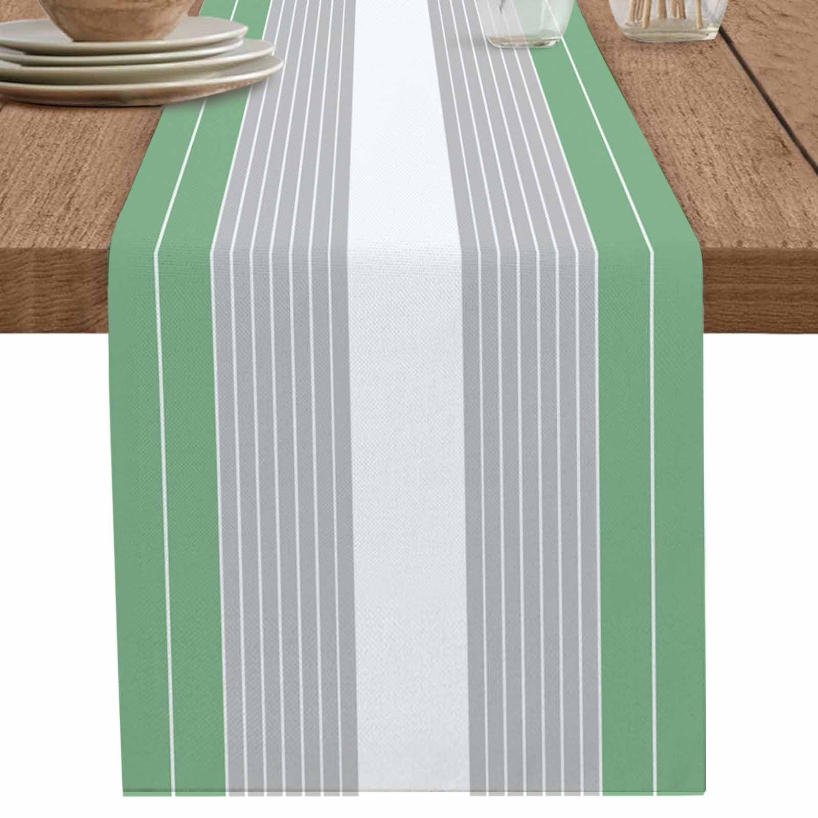 nqOlkjepod Green Grey Stripe Table Runner 72 Inches Long Farmhouse Dress Scarves, Modern Art ...