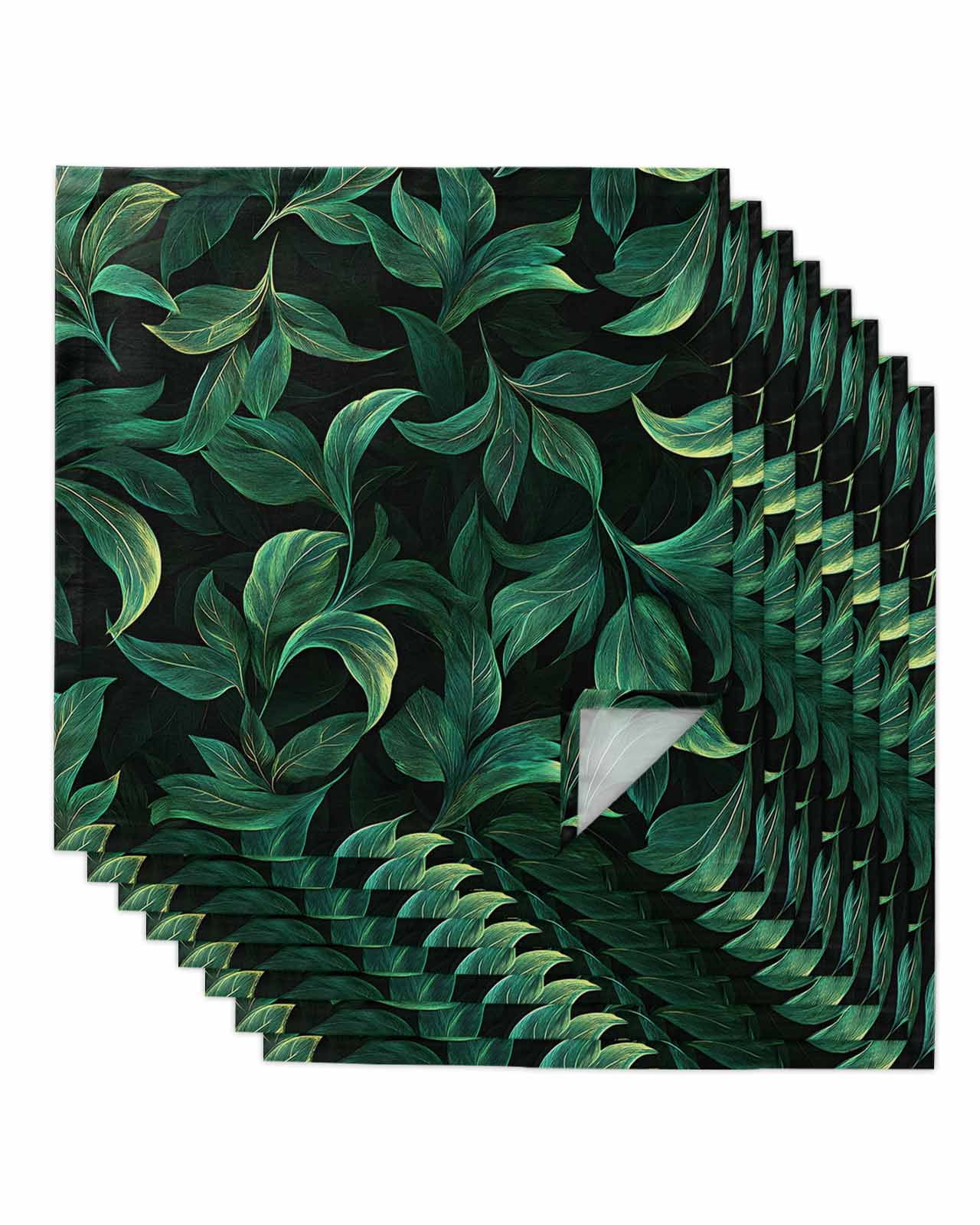 nqOlkjepod Green Leaf Cloth Napkins Set of 8 Reusable Dinner Napkins ...