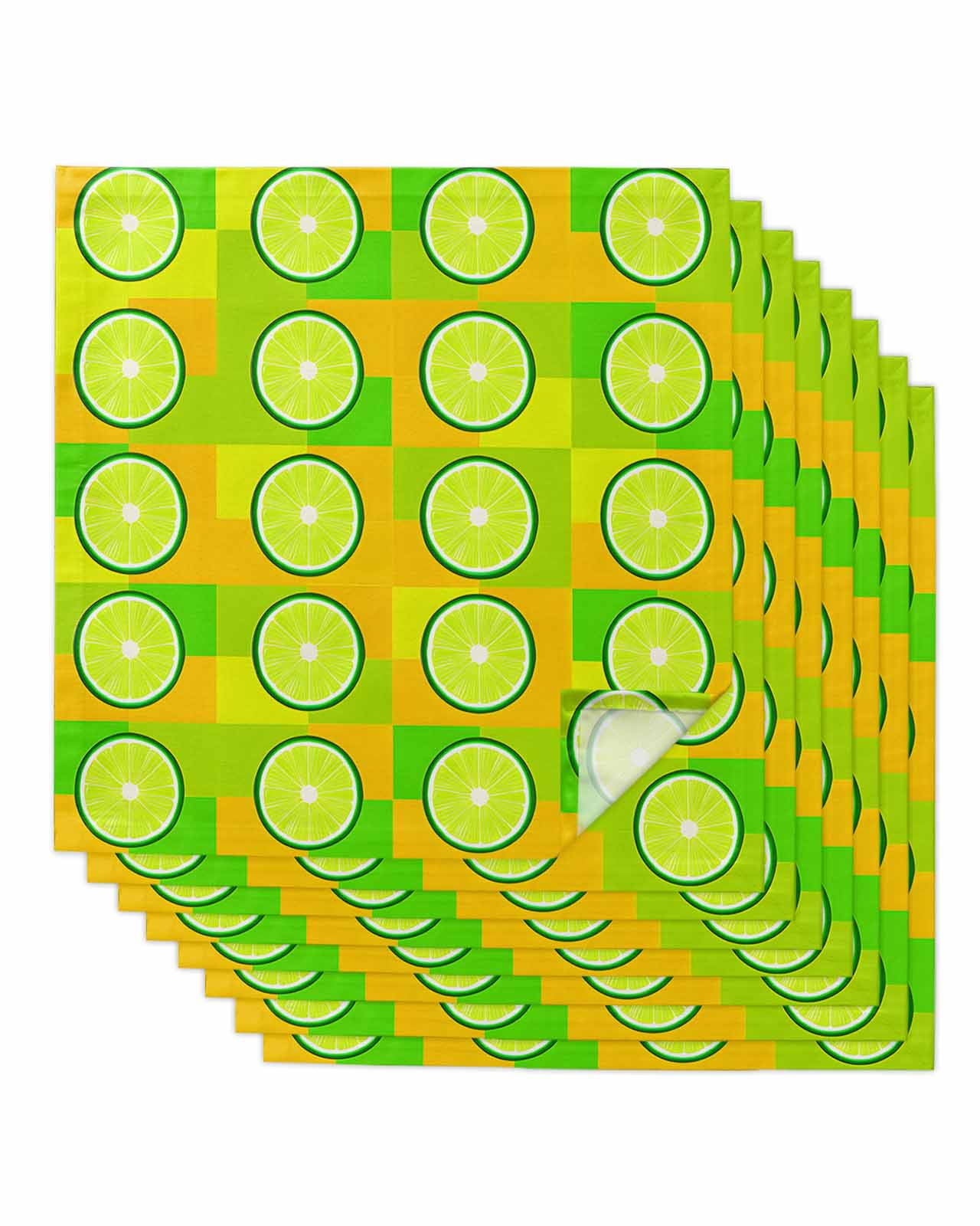 nqOlkjepod Green Lemon Plaid Cloth Napkins Set of 8 Reusable Dinner ...