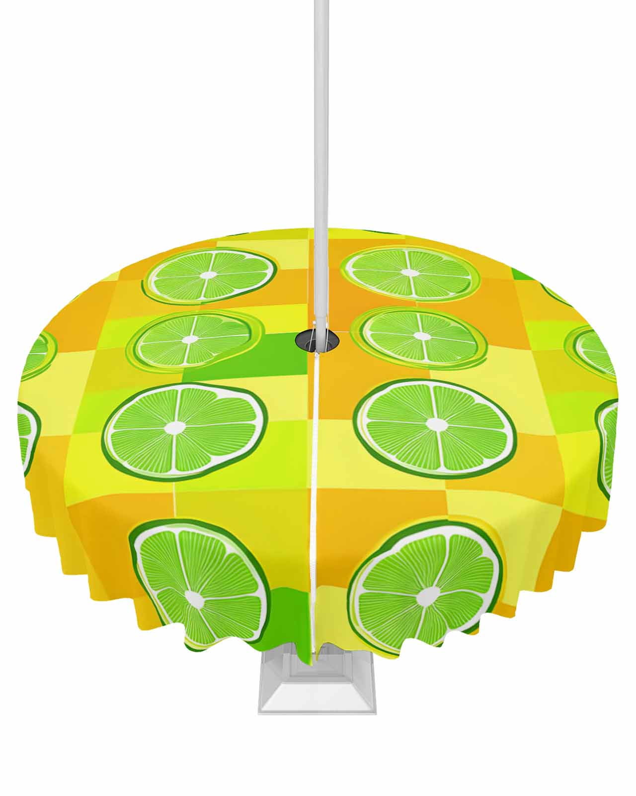 nqOlkjepod Green Lemon Plaid Outdoor Tablecloth with Umbrella Hole ...