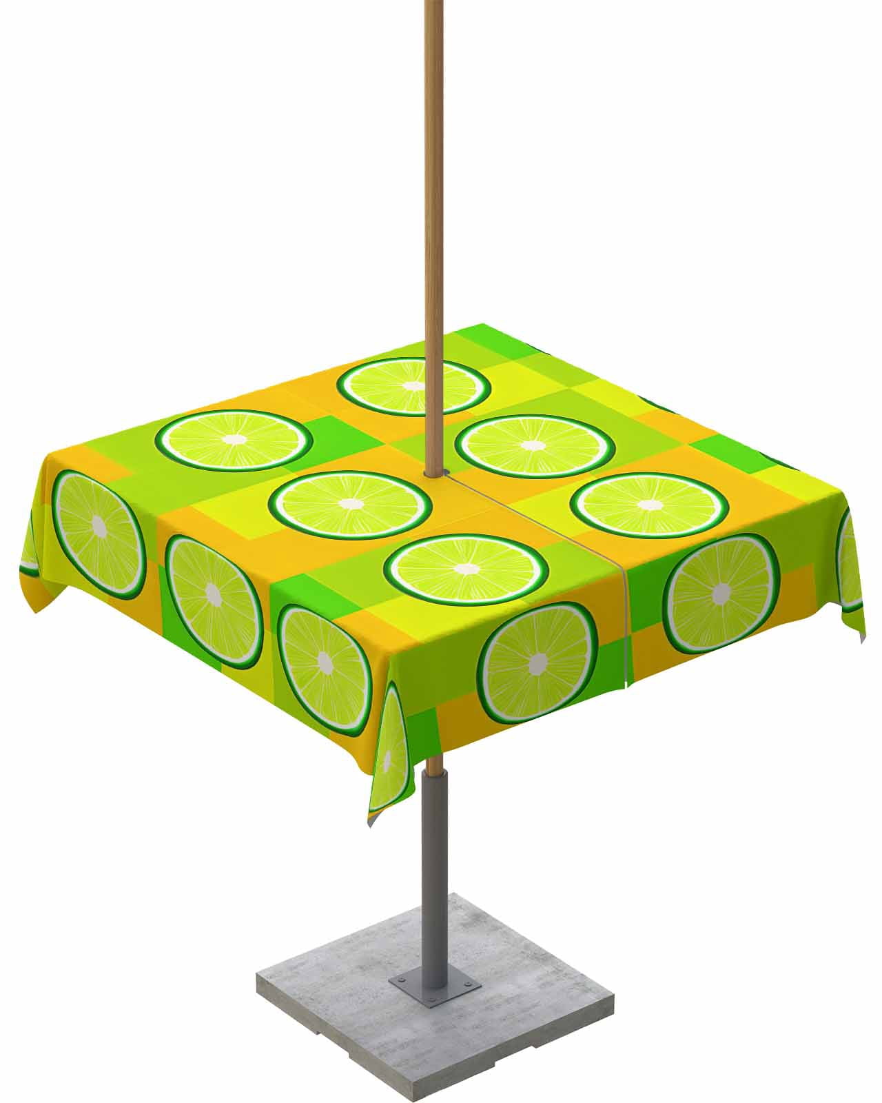 nqOlkjepod Green Lemon Plaid Outdoor Tablecloth with Umbrella Hole ...