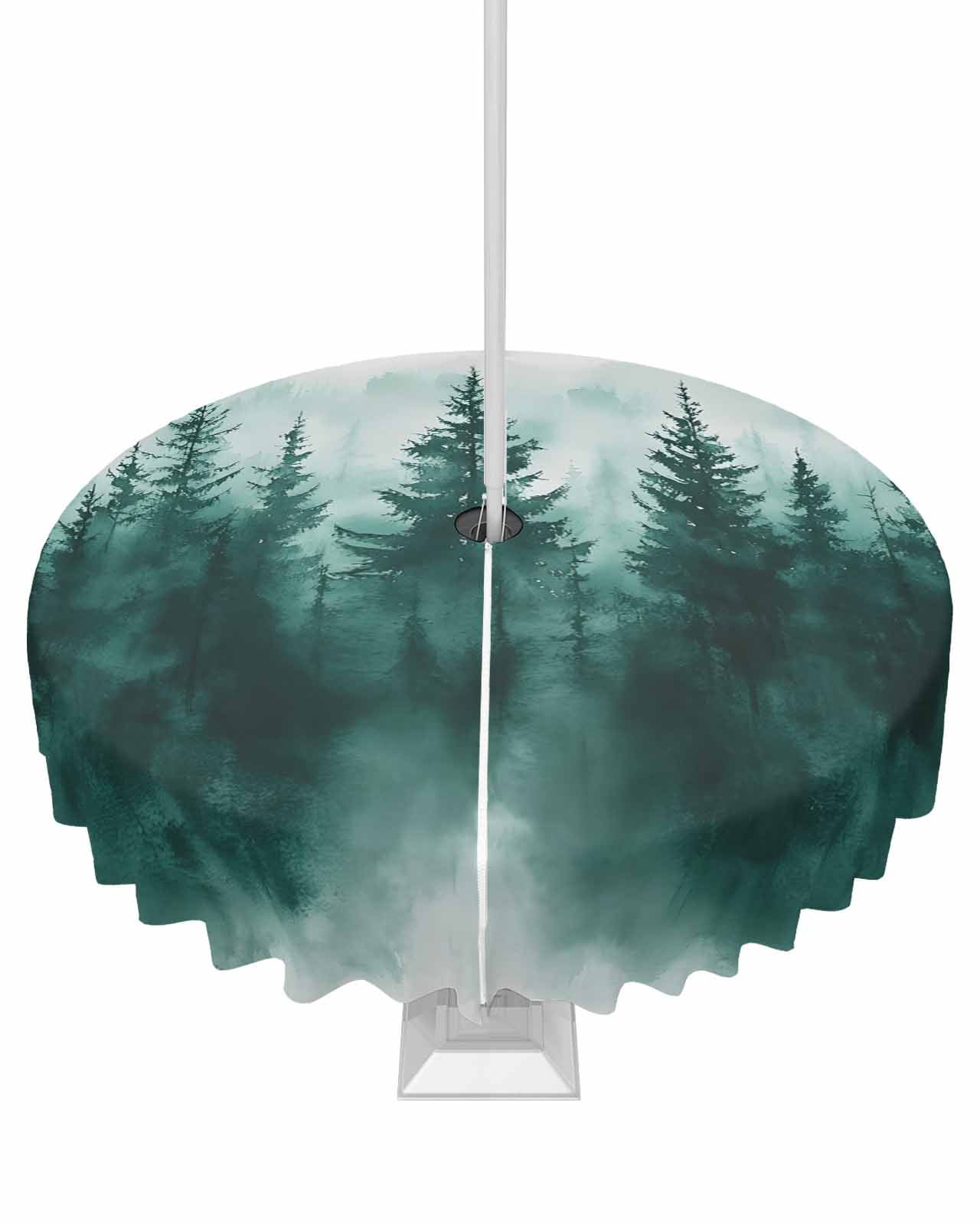 nqOlkjepod Green Ombre Forest Outdoor Tablecloth with Umbrella Hole ...