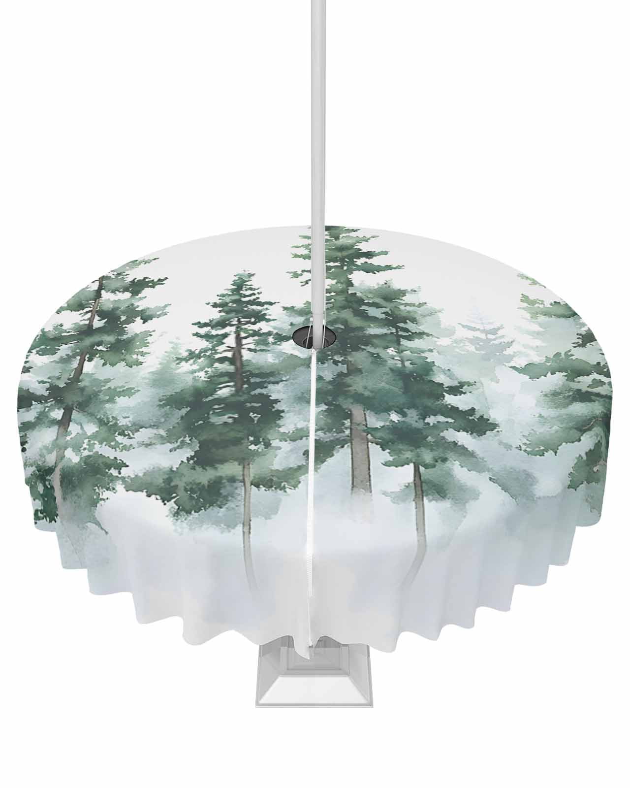 nqOlkjepod Green Ombre Forest Outdoor Tablecloth with Umbrella Hole ...