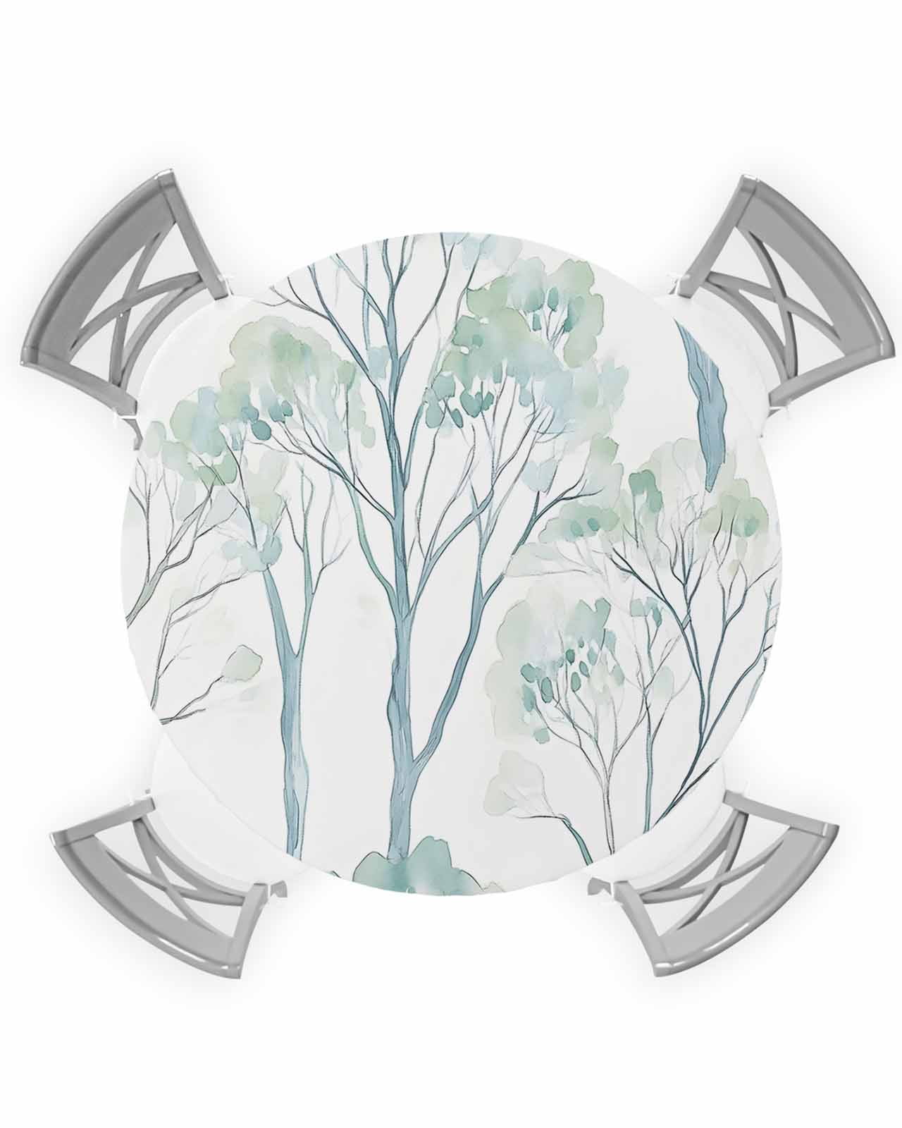nqOlkjepod Green Ombre Leaves Tree Round Tablecloth, Fitted Table Cover ...