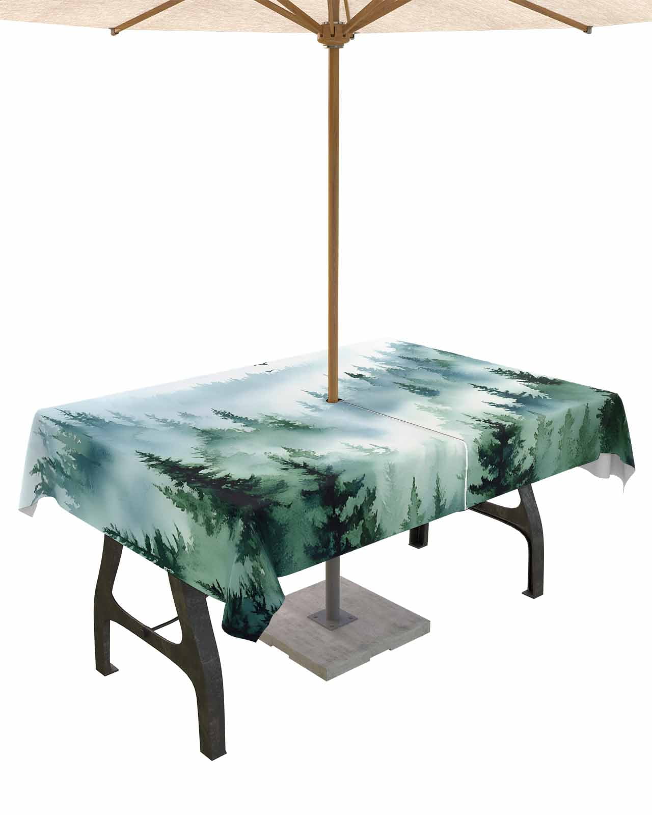 nqOlkjepod Green Ombre Mountain Outdoor Tablecloth with Umbrella Hole ...
