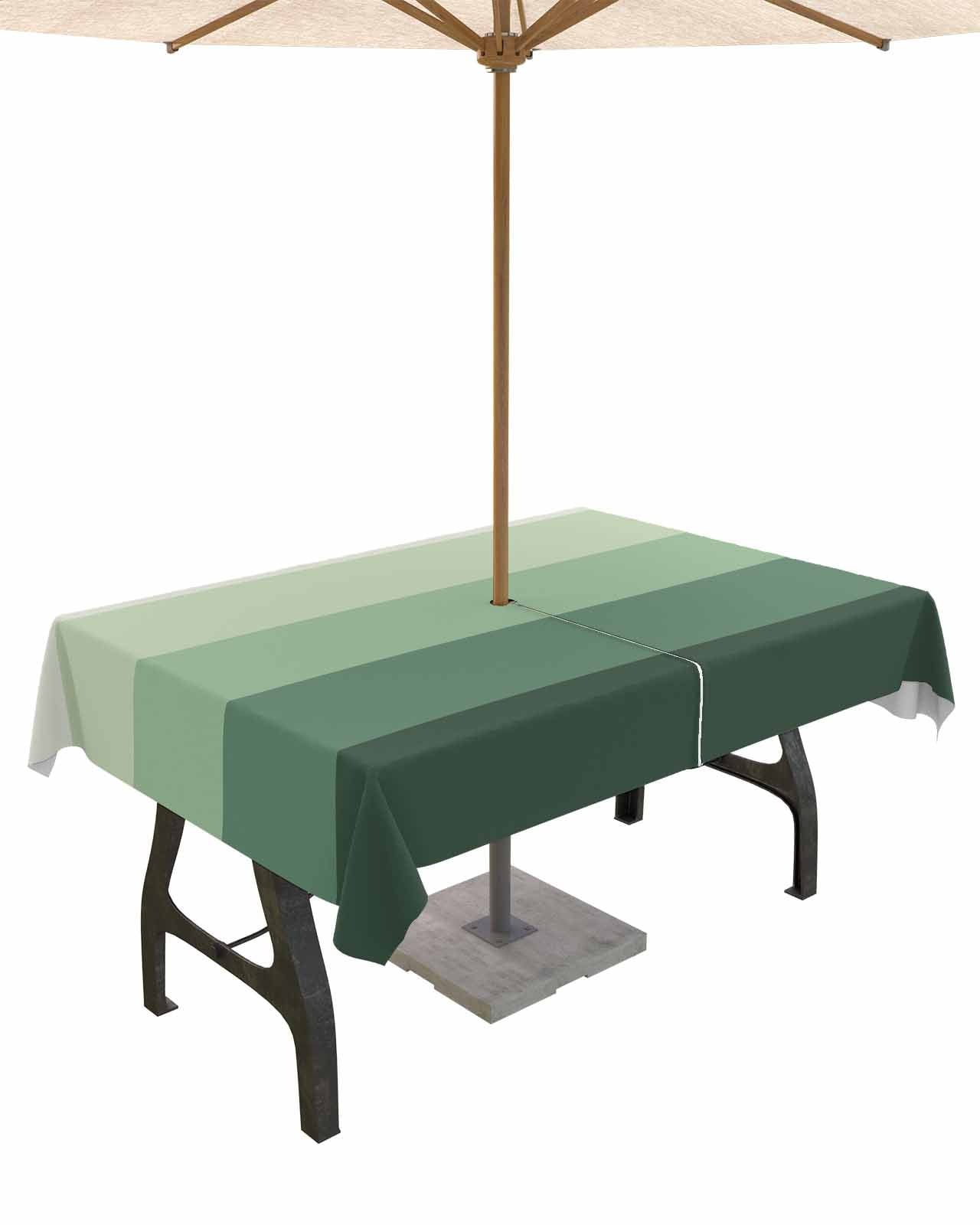 nqOlkjepod Green Ombre Outdoor Tablecloth with Umbrella Hole & Zipper ...