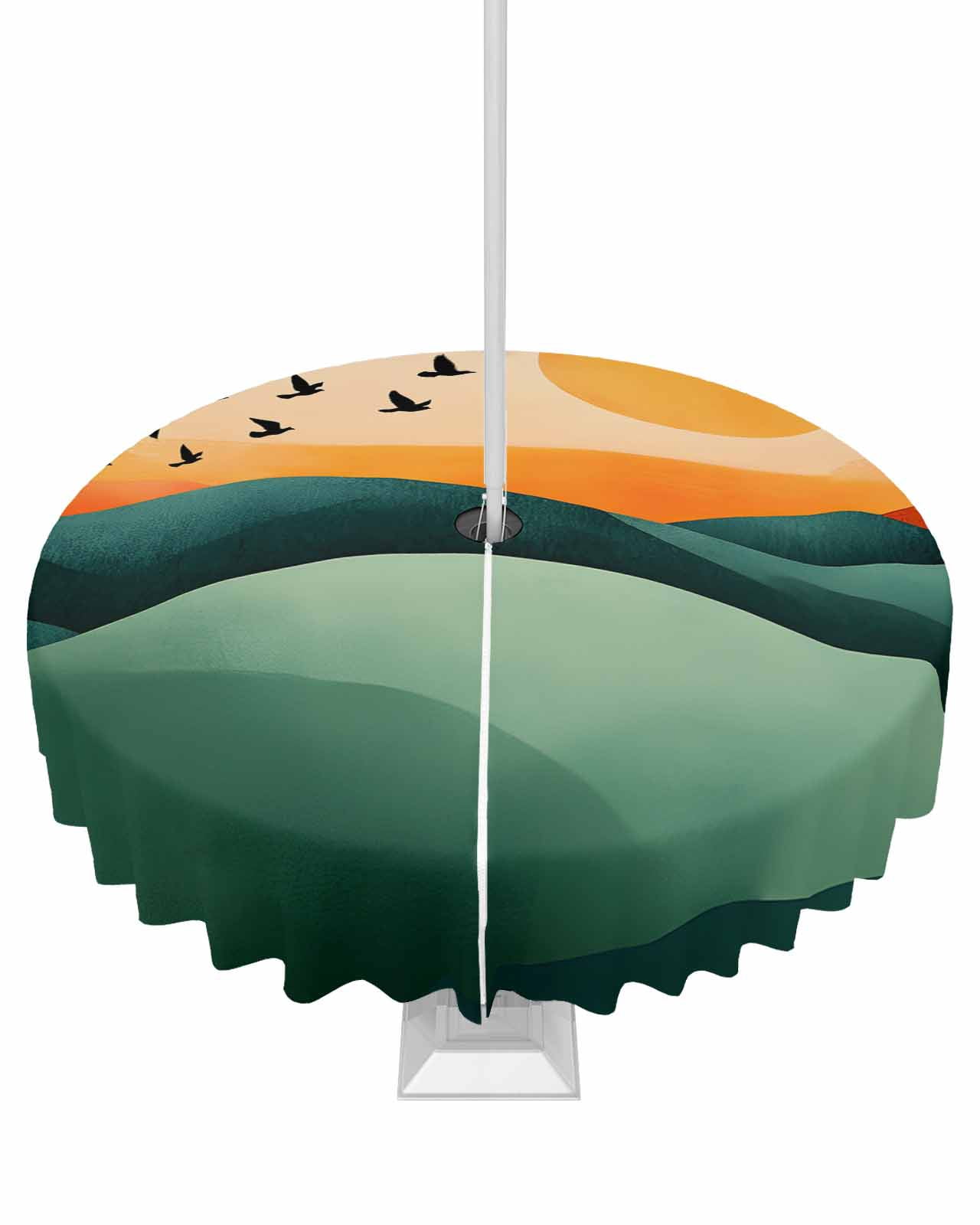 nqOlkjepod Green Orange Mountain Outdoor Tablecloth with Umbrella Hole ...
