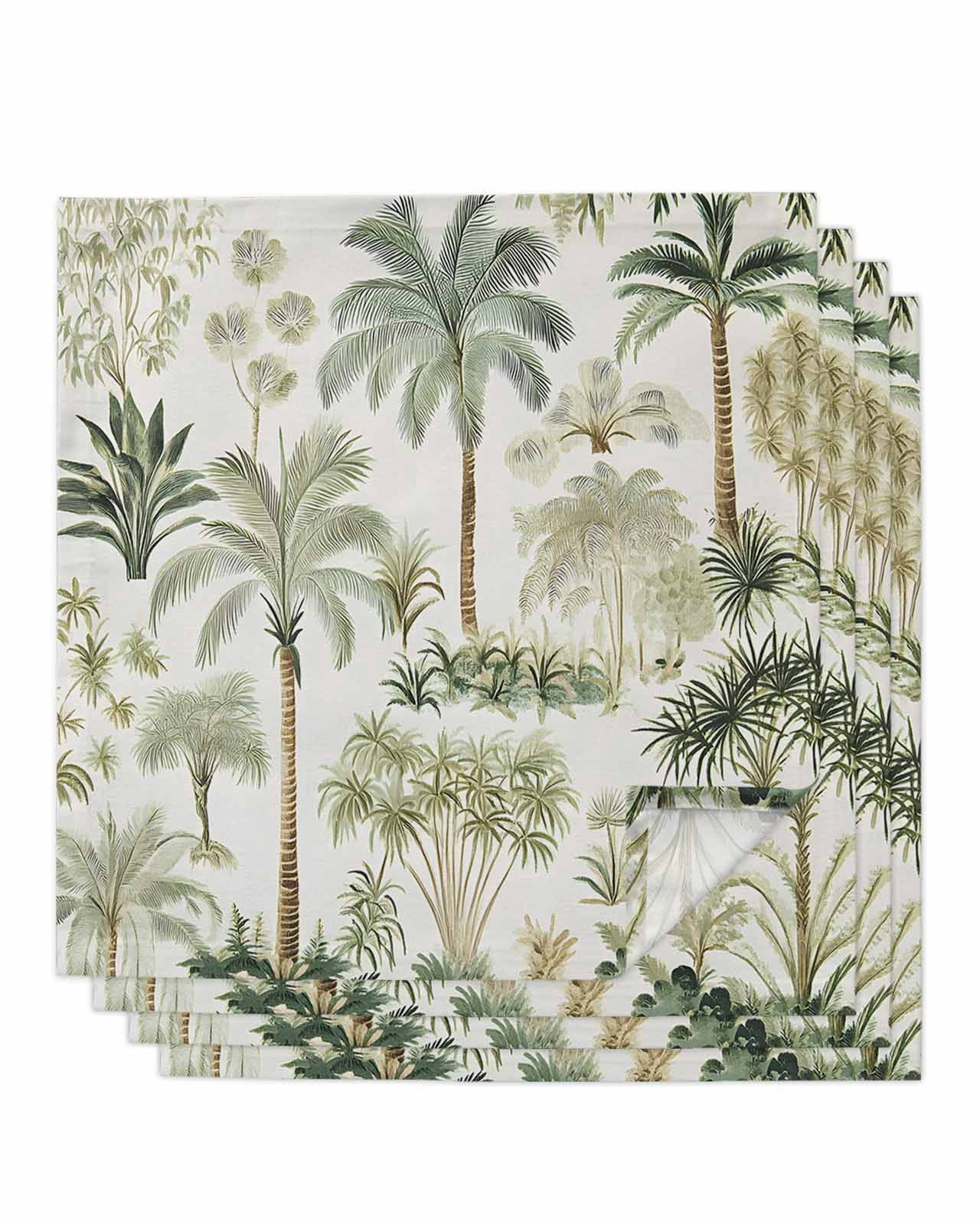 nqOlkjepod Green Palm Tree Cloth Napkins Set of 4 Reusable Dinner ...