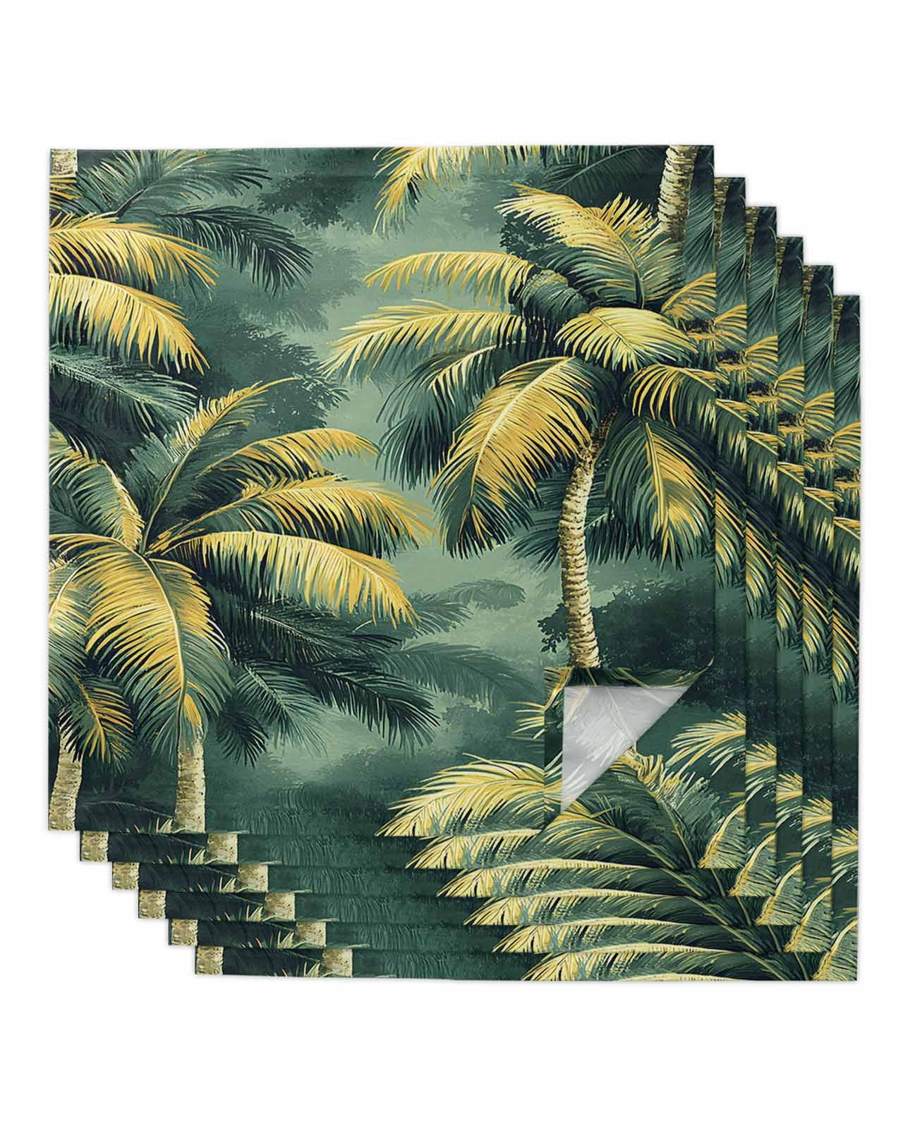 nqOlkjepod Green Palm Tree Cloth Napkins Set of 6 Reusable Dinner ...