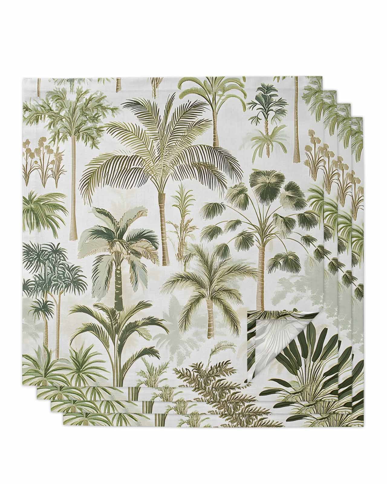 nqOlkjepod Green Palm Tree Tropical Cloth Napkins Set of 4 Reusable ...