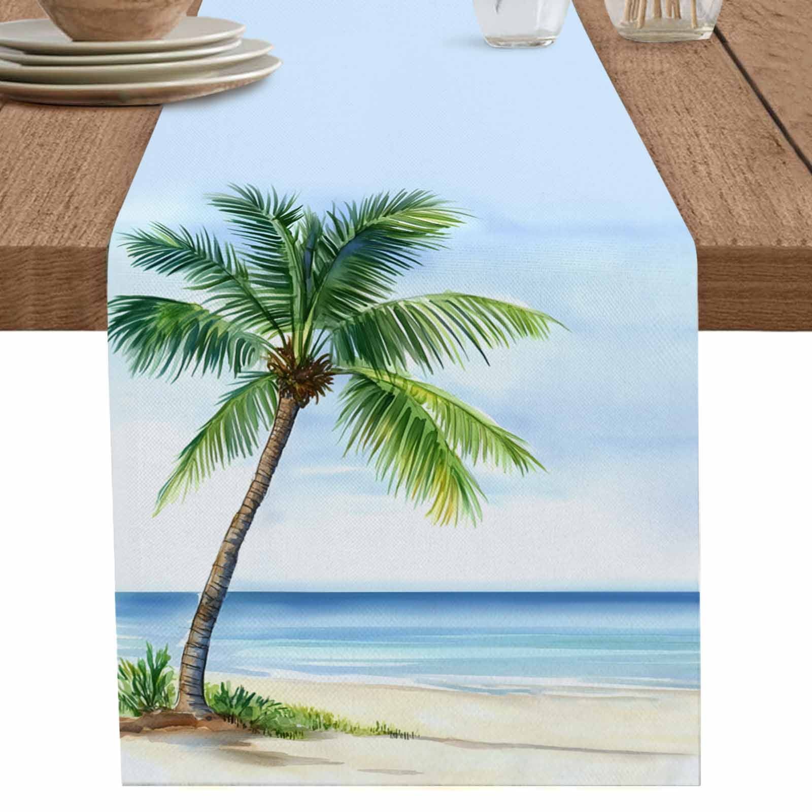 nqOlkjepod Green Palm Trees Table Runner 72 Inches Long Farmhouse Dress ...