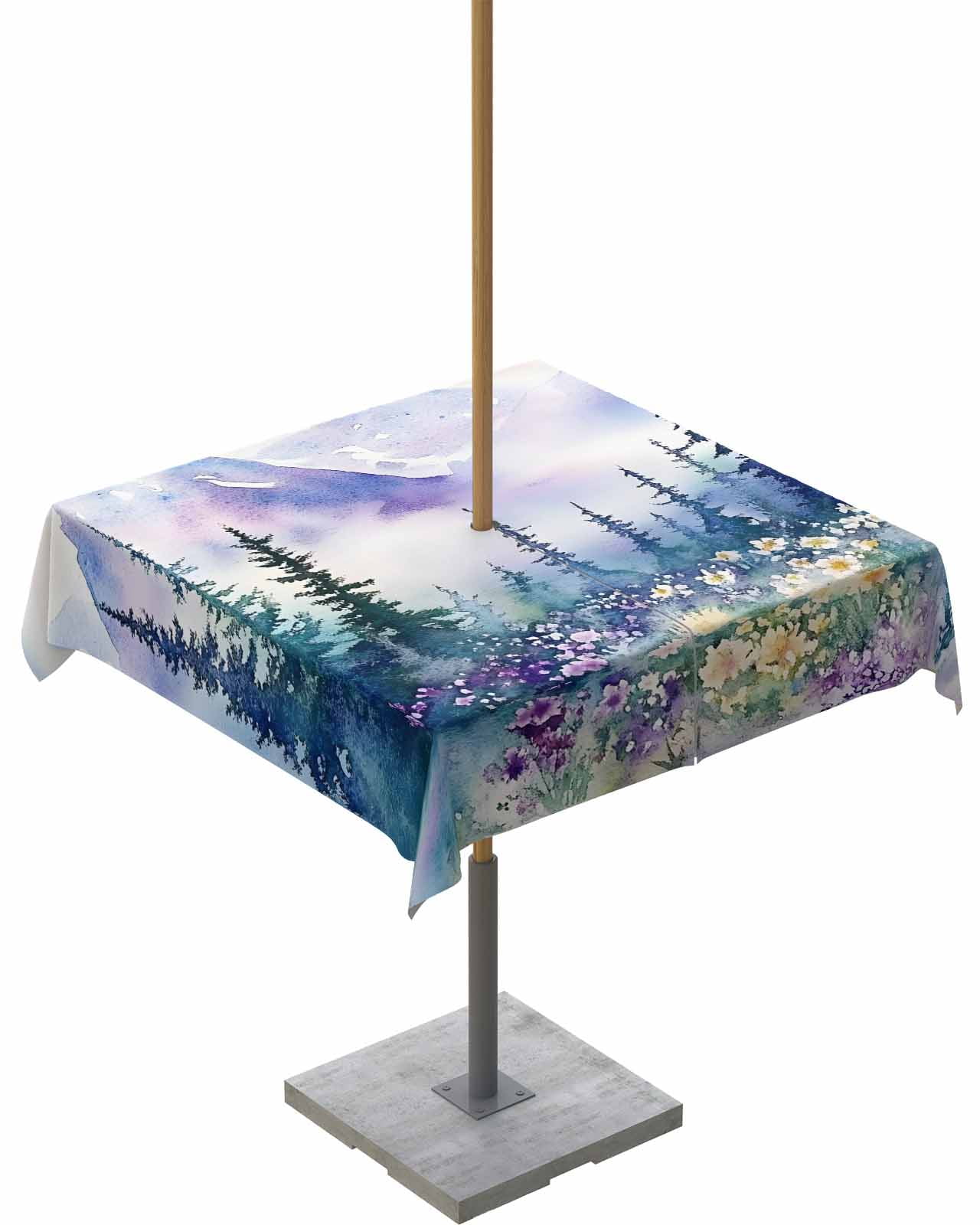 nqOlkjepod Green Purple Mountains Outdoor Tablecloth with Umbrella Hole ...