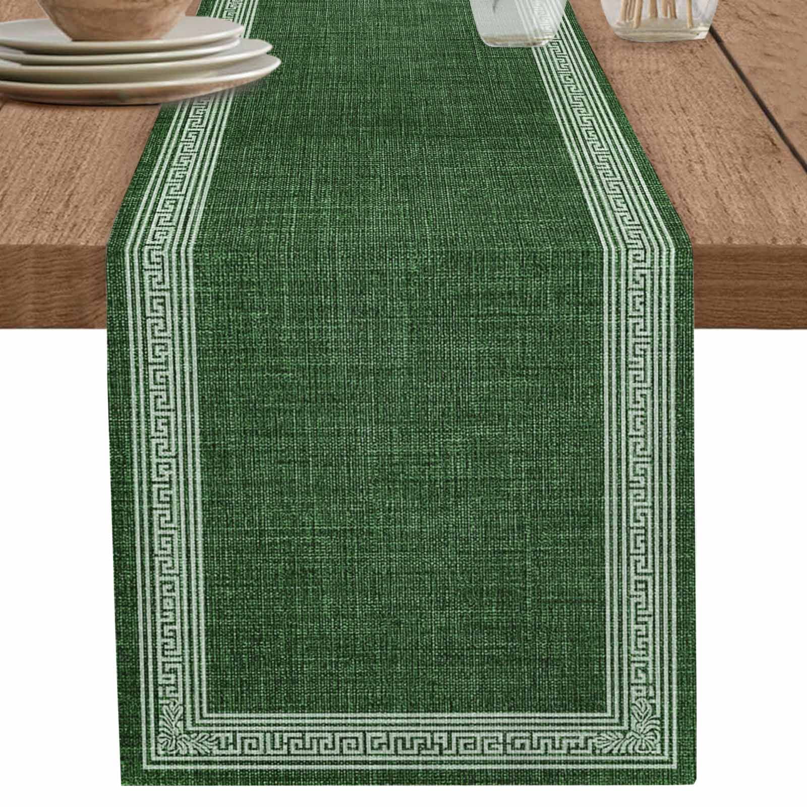 nqOlkjepod Green Retro Greek Key Table Runner 120 Inches Long Farmhouse ...