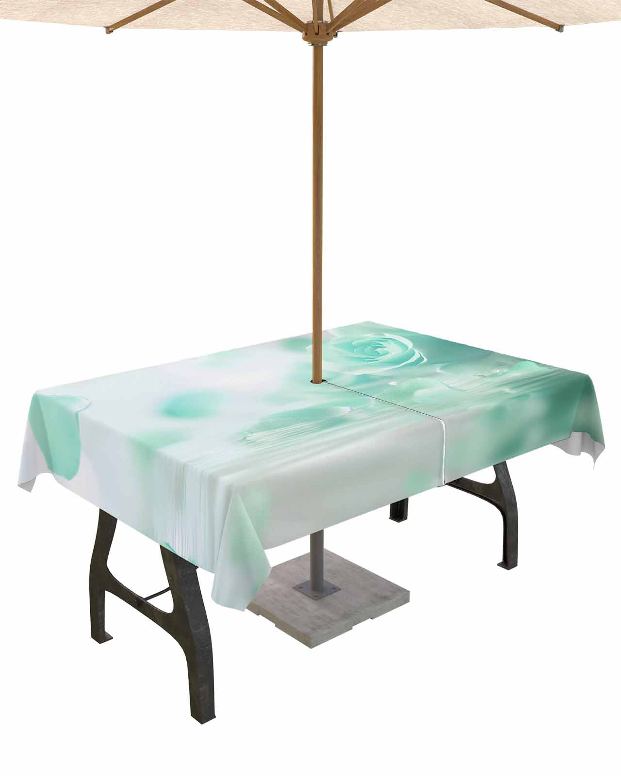 nqOlkjepod Green Rose Fantasy Outdoor Tablecloth with Umbrella Hole ...